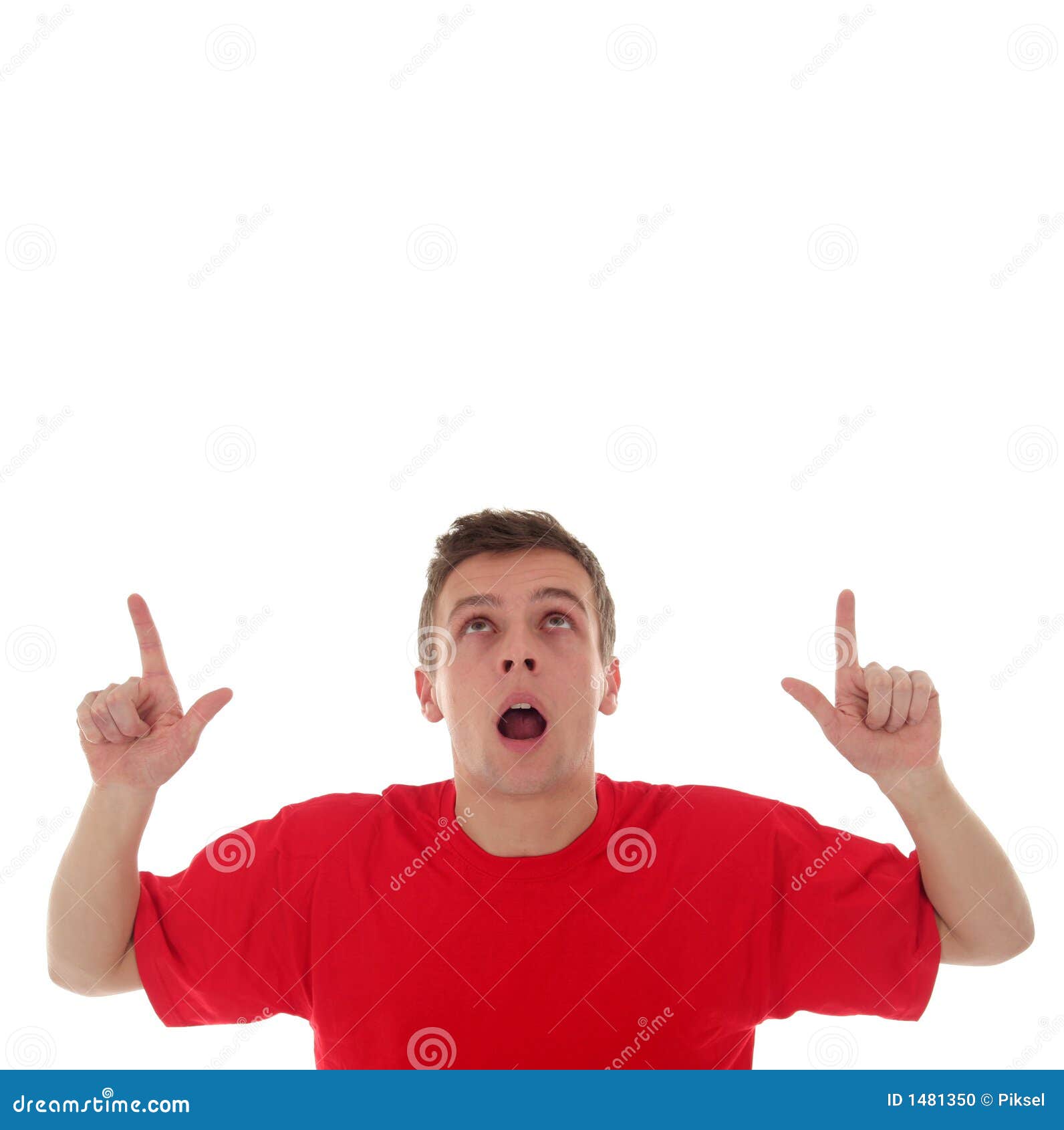 Man pointing up stock photo. Image of male, terrified - 1481350