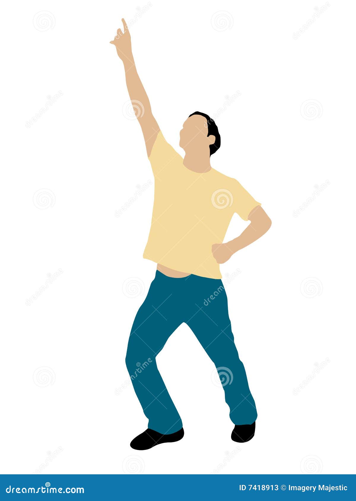Man pointing upward stock illustration. Illustration of background ...