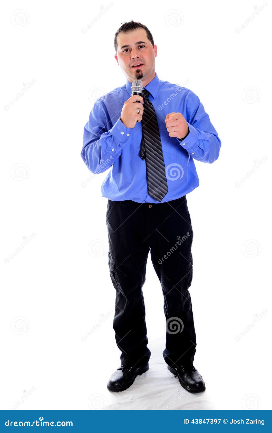 Man Pointing at You Speaking into Microphone Stock Image - Image of ...