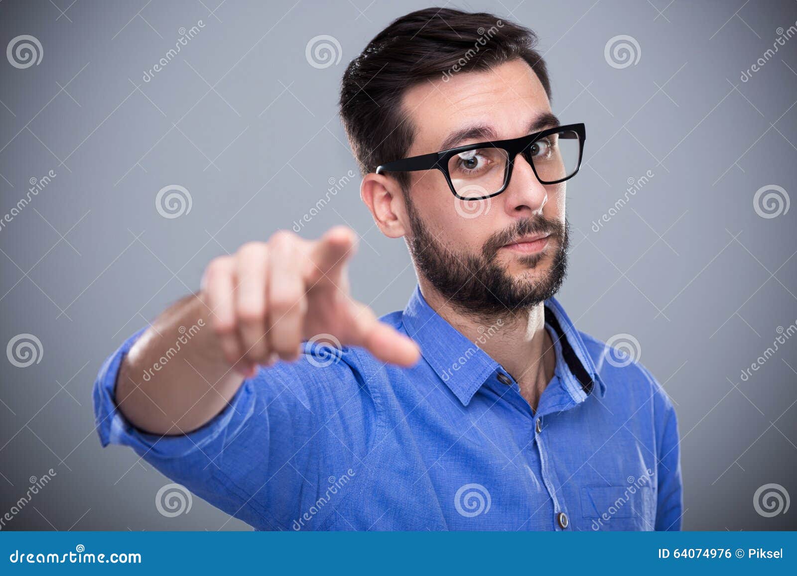 Man pointing stock photo. Image of glasses, shot, handsome - 64074976