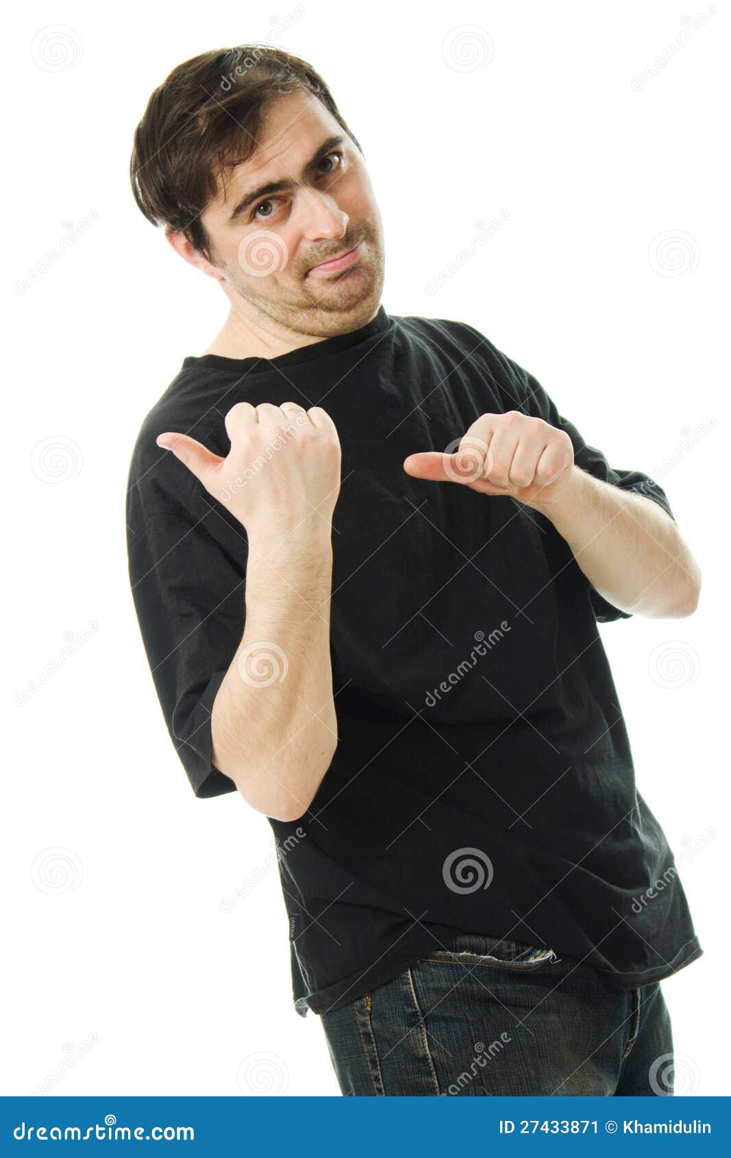 Man Points a Finger Behind His Back. Stock Image - Image of back, model ...