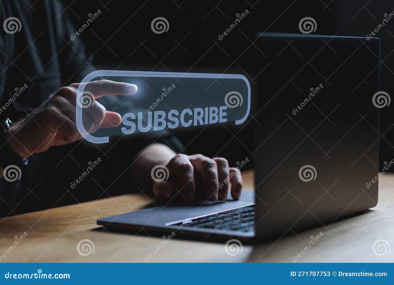 Man Points on Subscribe Button. Visual Concept of Subscribe Advertising ...