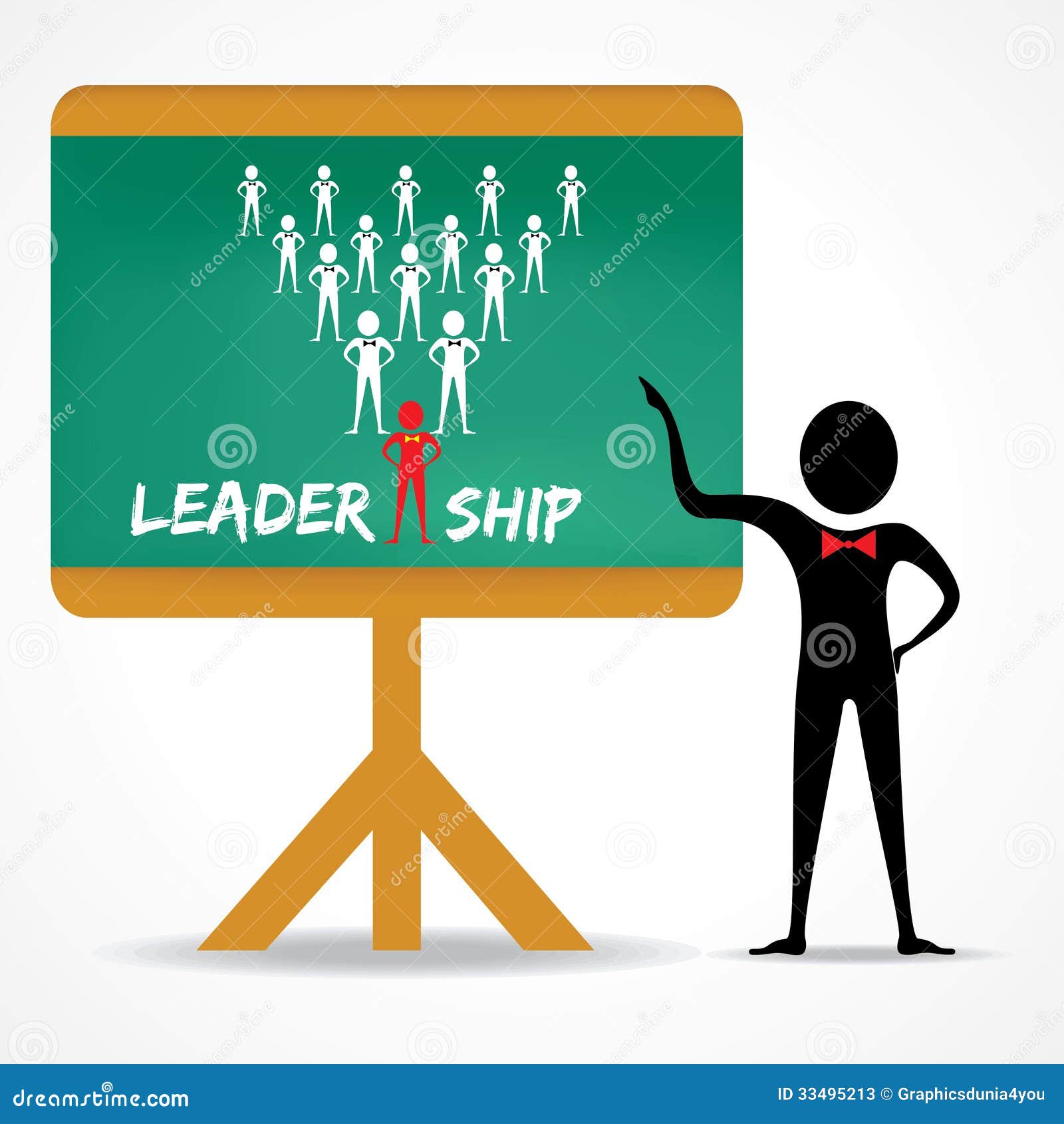 Man Points To Leadership Concept on Green Board Stock Vector ...
