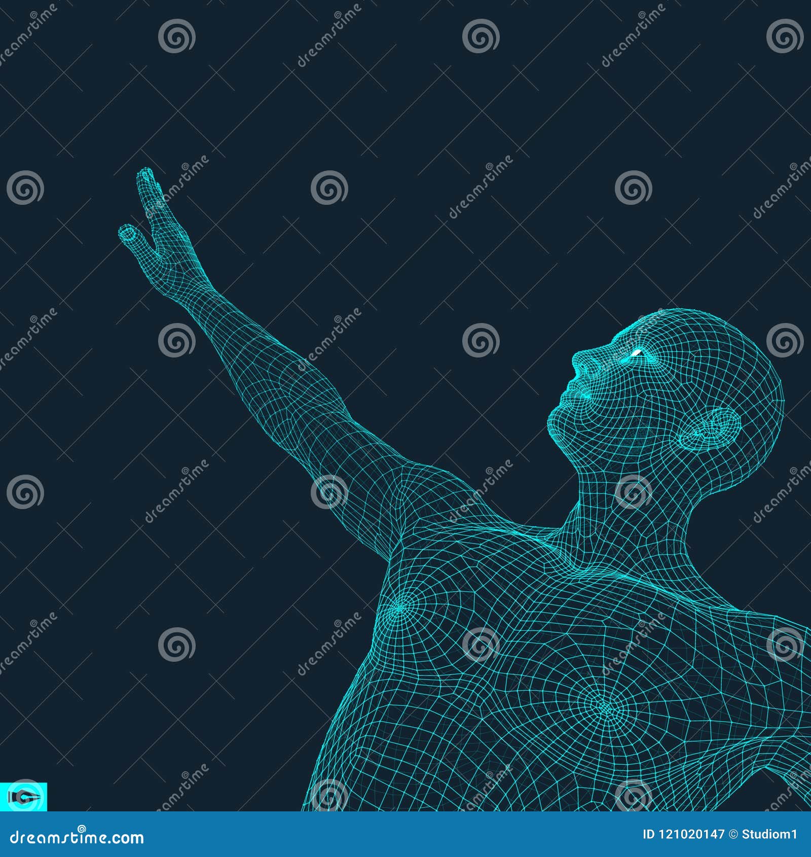 Man Points To Something by Hand. 3D Model of Man Stock Vector ...