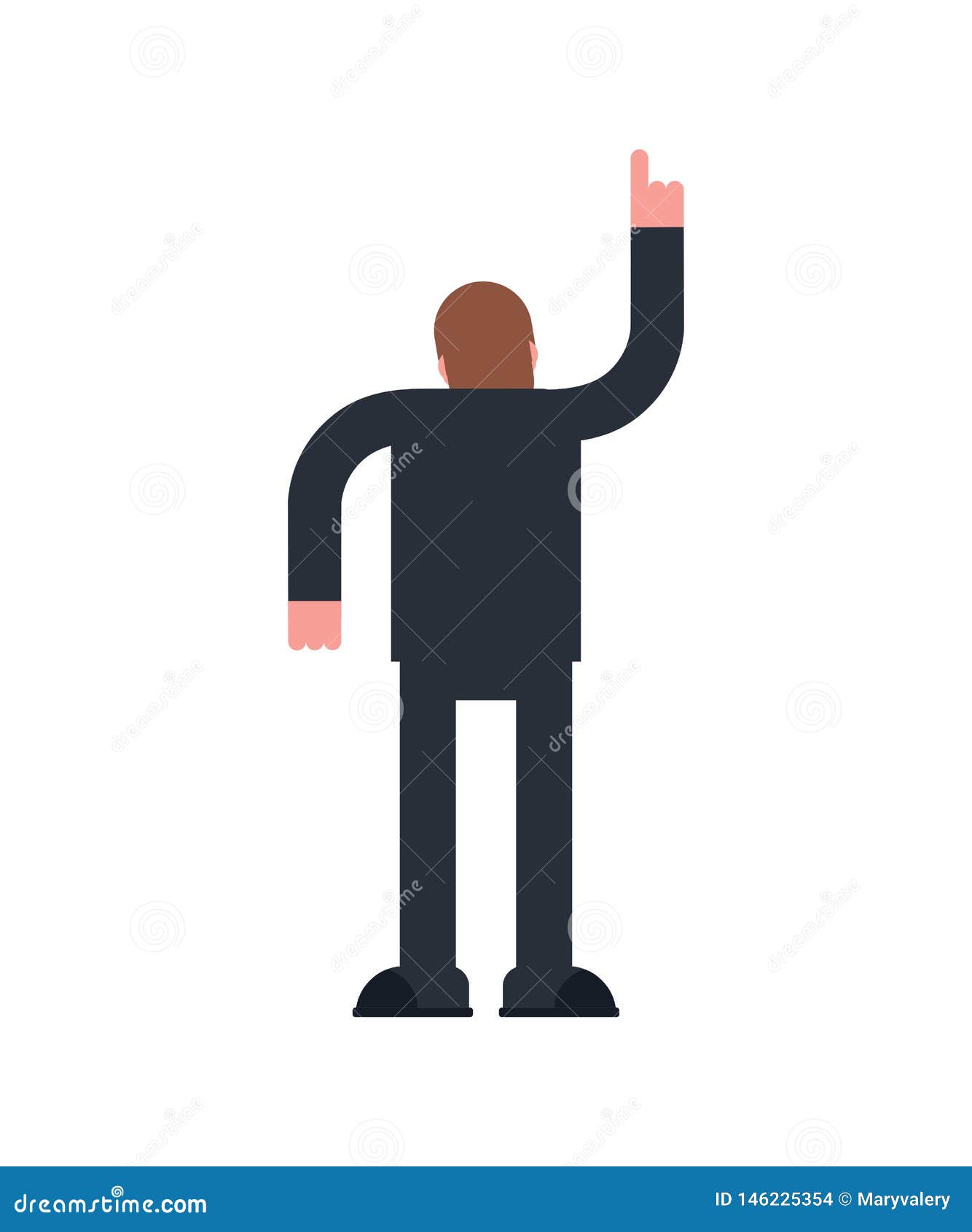 Man Points Up Hand. Guy Stand Back Stock Vector - Illustration of index ...