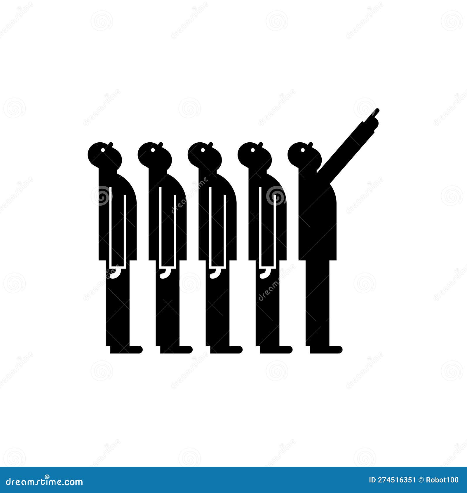 Man Points Up To Crowd. Guy Pointing Up Stock Vector - Illustration of ...
