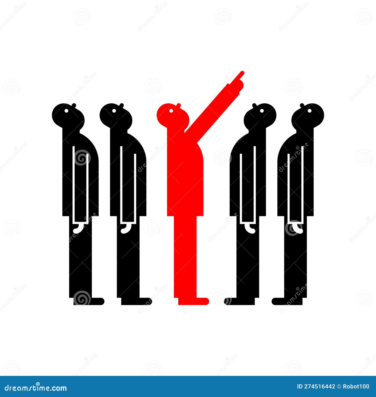 Man Points Up To Crowd. Guy Pointing Up Stock Vector - Illustration of ...