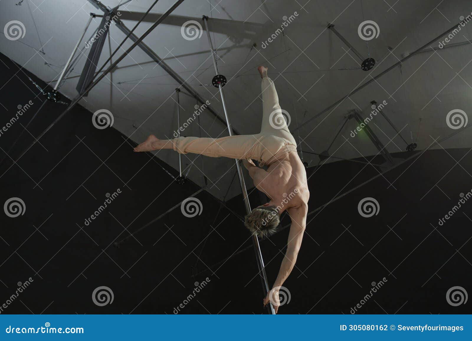 Man on Pole Performing Flag Back Roll Trick Stock Photo - Image of ...
