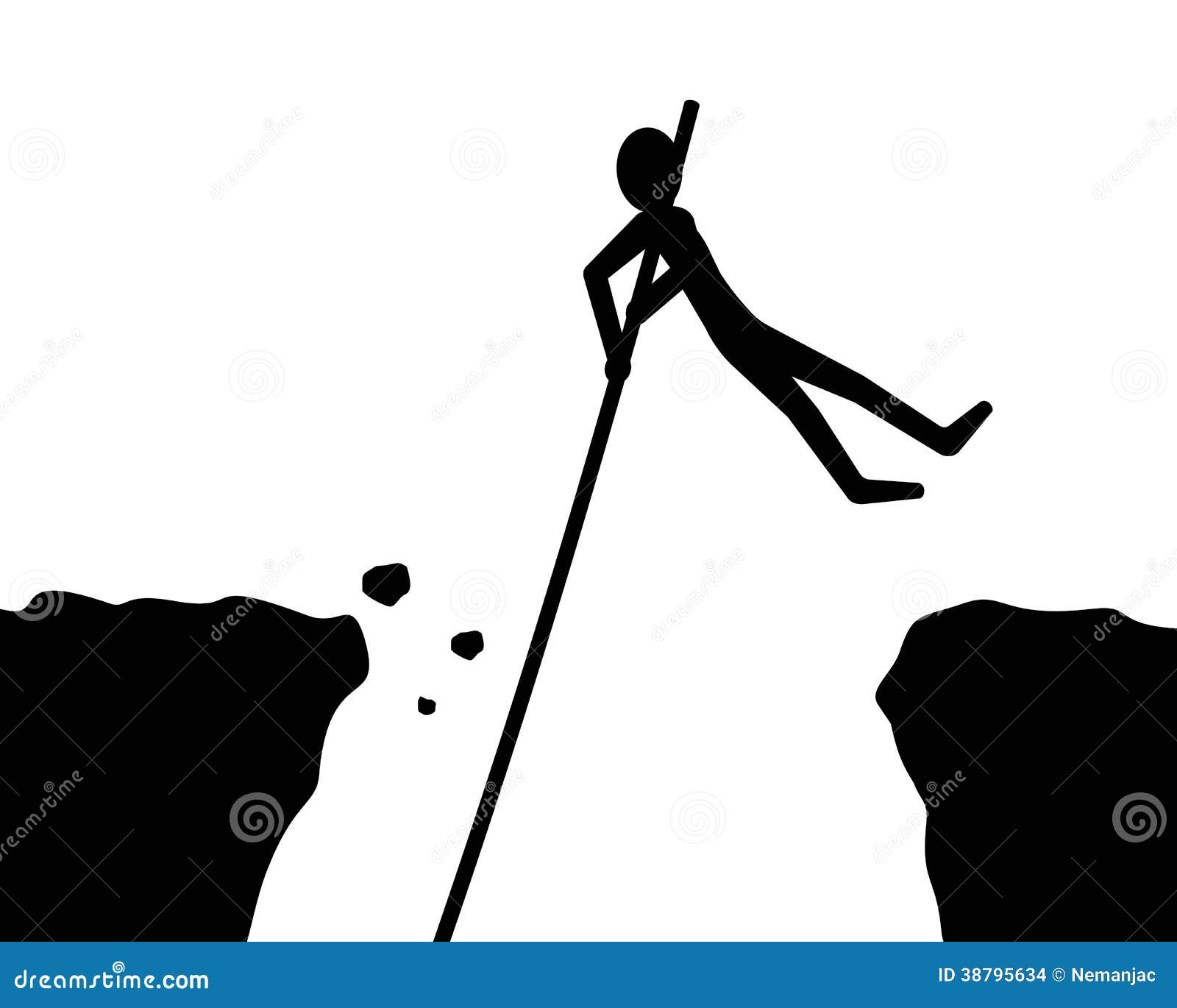 Man Pole Vault Over the Cliff Stock Illustration - Illustration of male ...