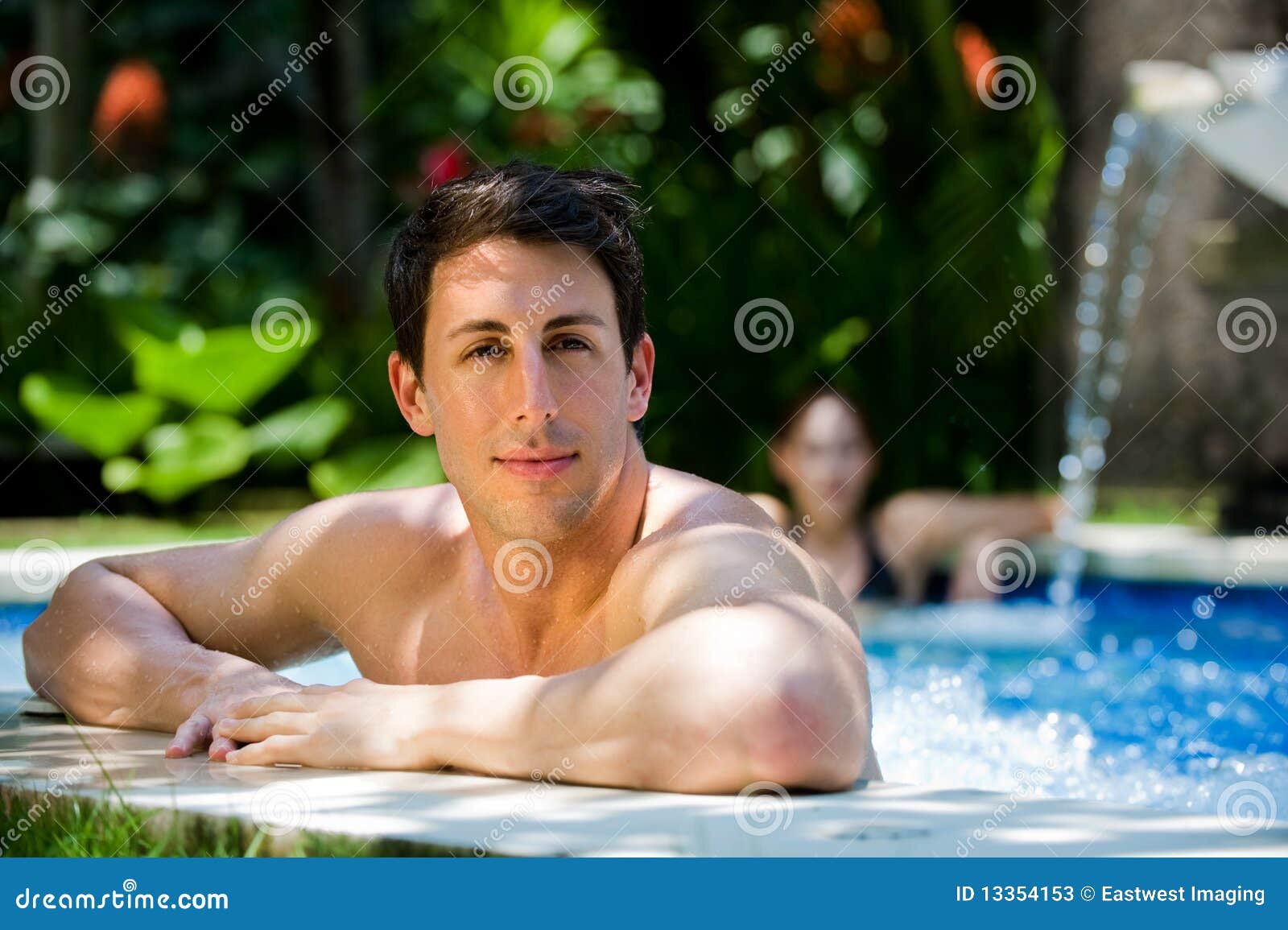 Man in Pool stock image. Image of pool, lounging, outdoors - 13354153