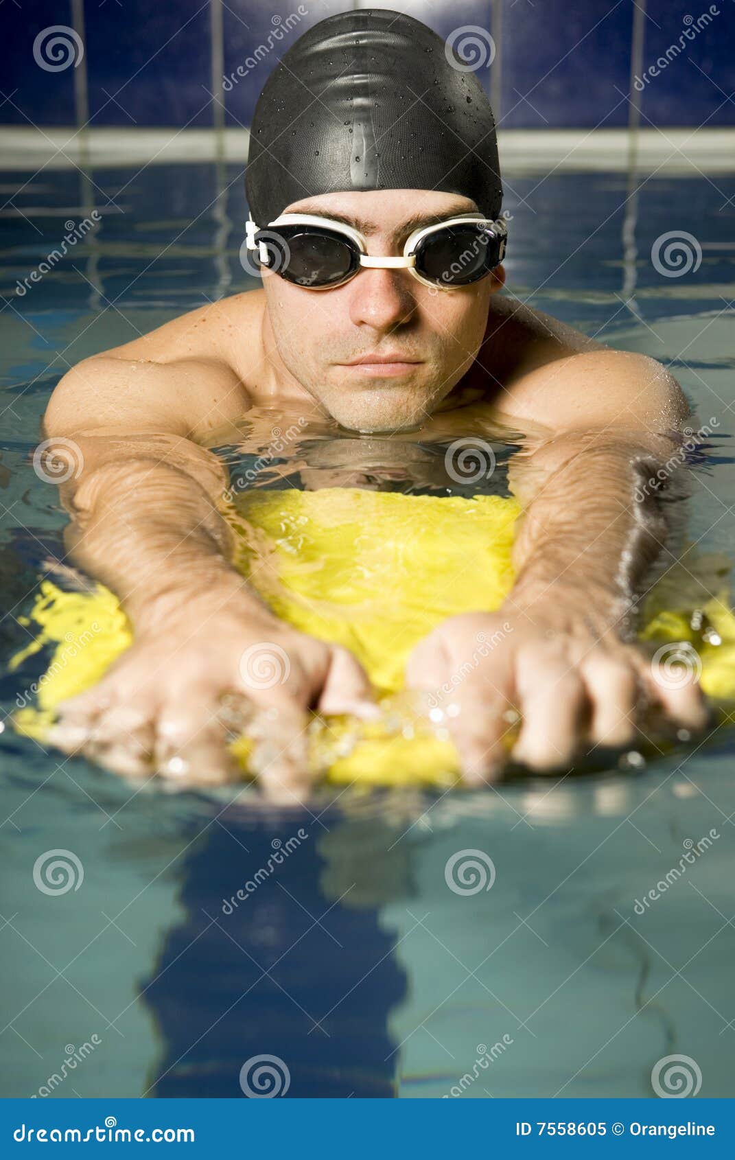 Man in Pool stock image. Image of latin, goggles, water - 7558605