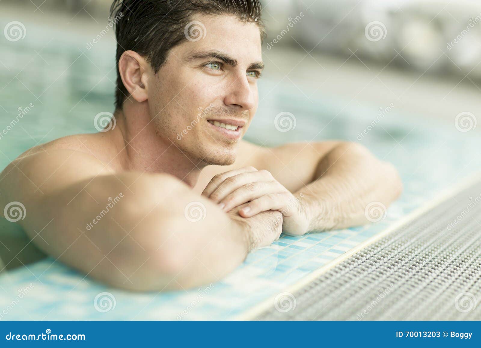 Man in the pool stock image. Image of holiday, attractive - 70013203