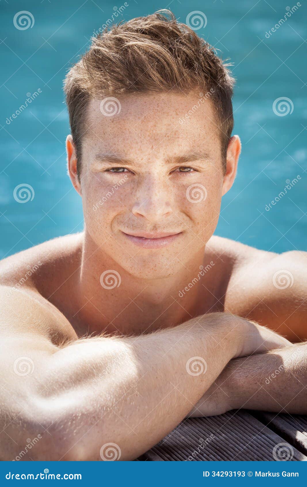 Man in the pool stock image. Image of happy, cute, pool - 34293193