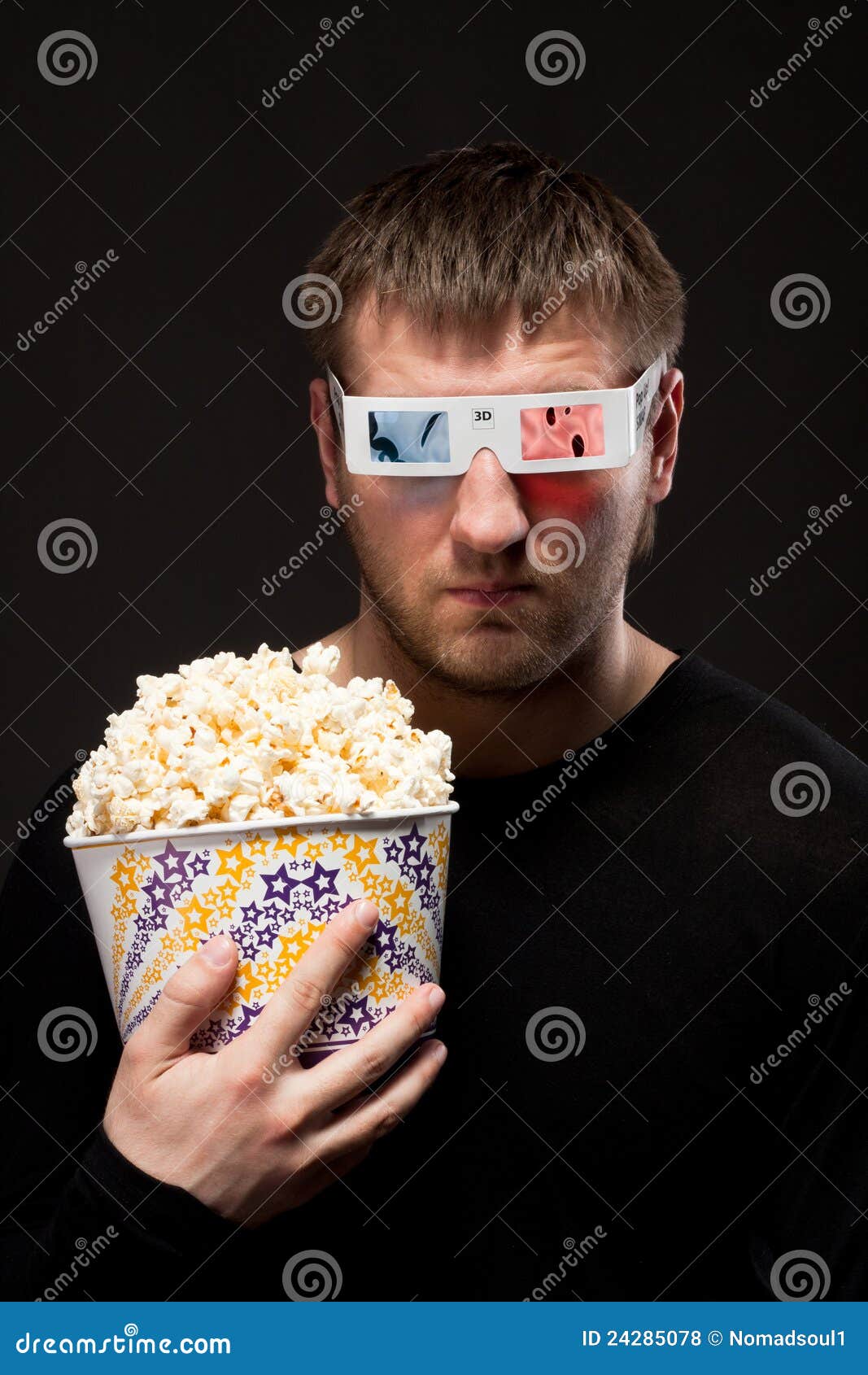Man with popcorn stock photo. Image of looking, glasses - 24285078