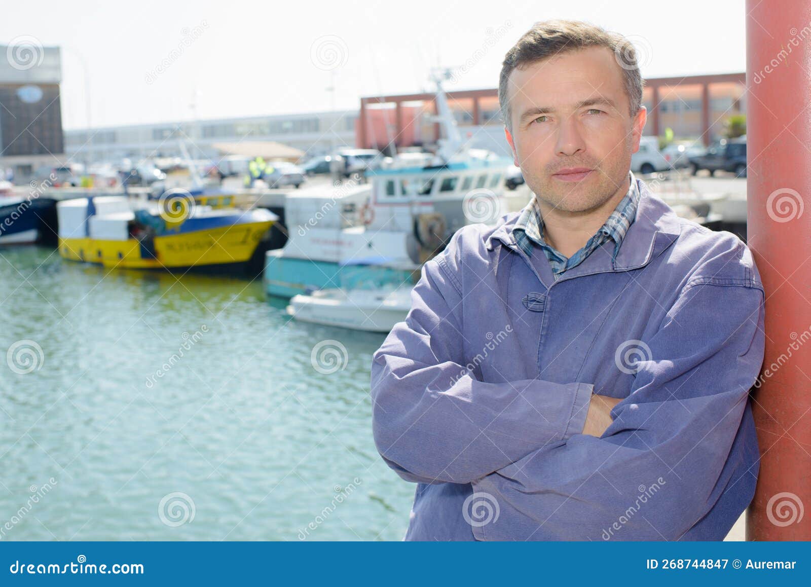 Man on port stock image. Image of wait, arrival, fisherman - 268744847