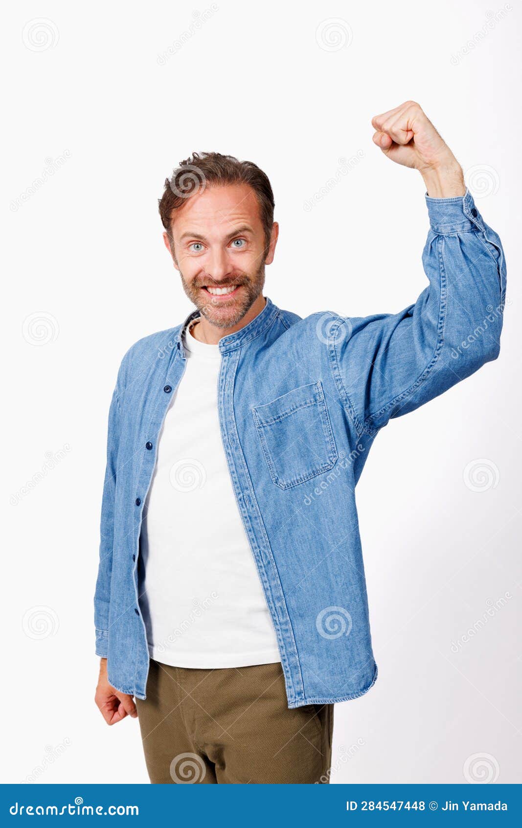Man portrait stock photo. Image of cheering, full, studio - 284547448