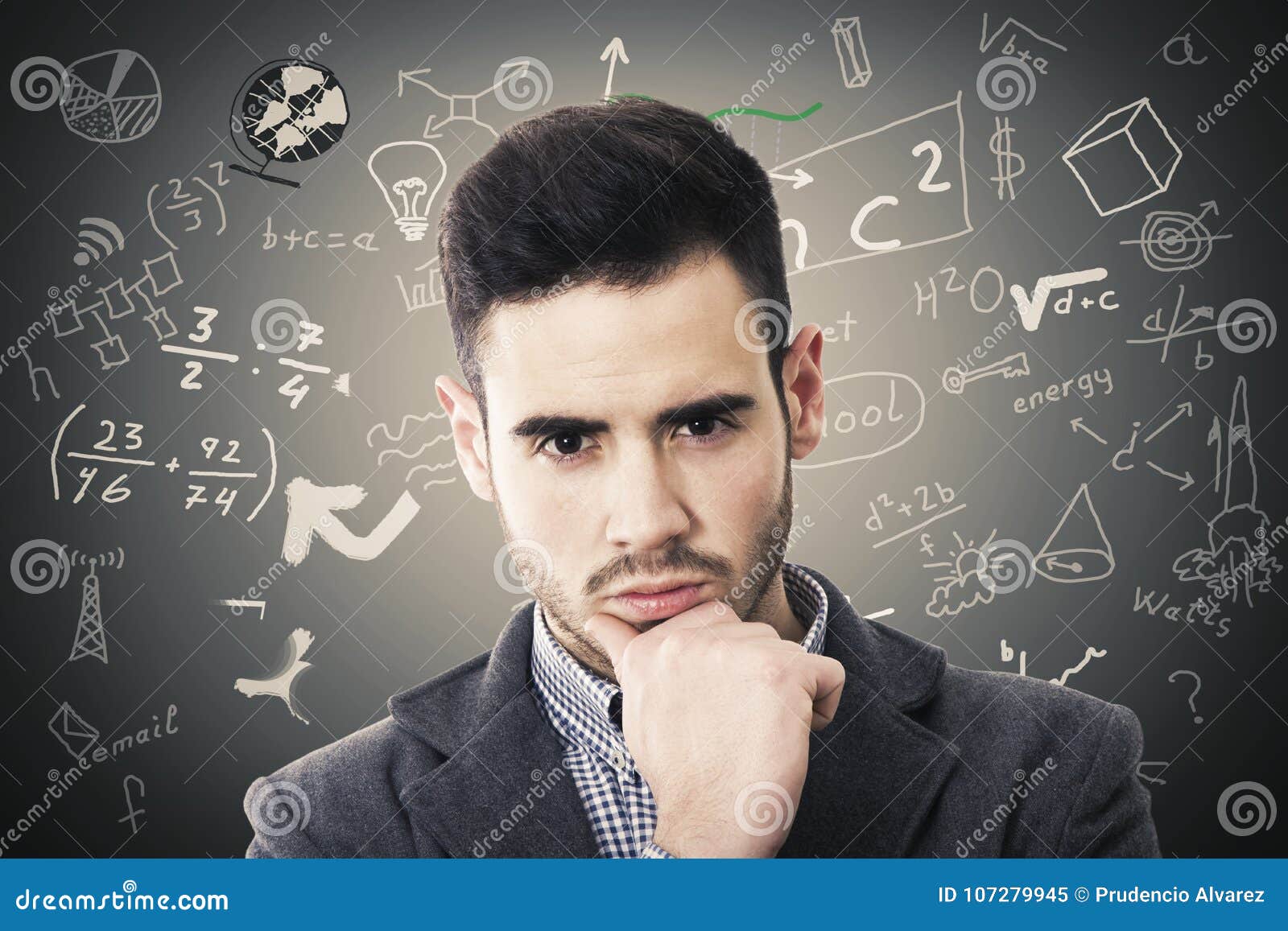 Man portrait with formulas stock image. Image of exams - 107279945