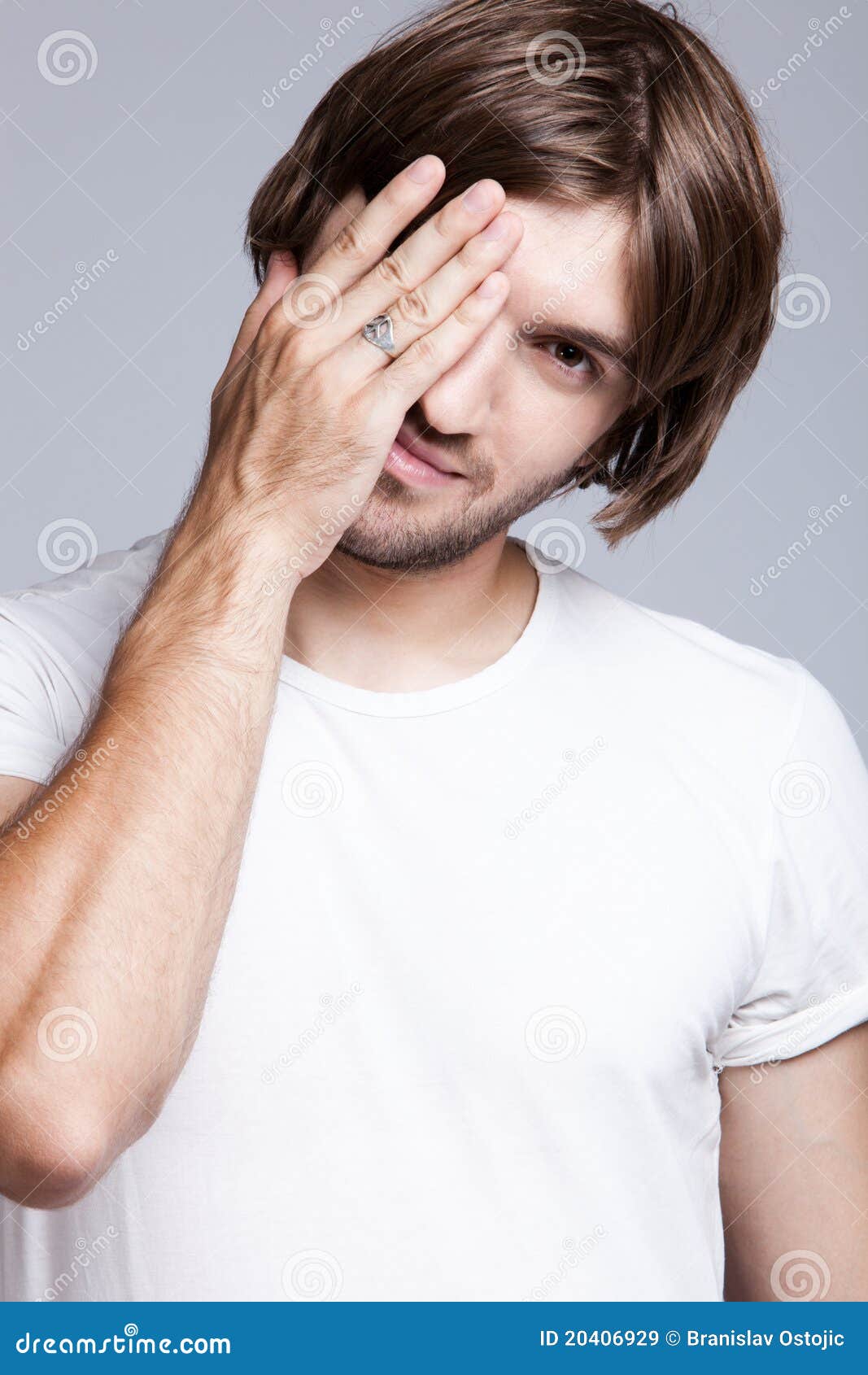 Man Portrait with Hand on Face Stock Image - Image of young, nice: 20406929