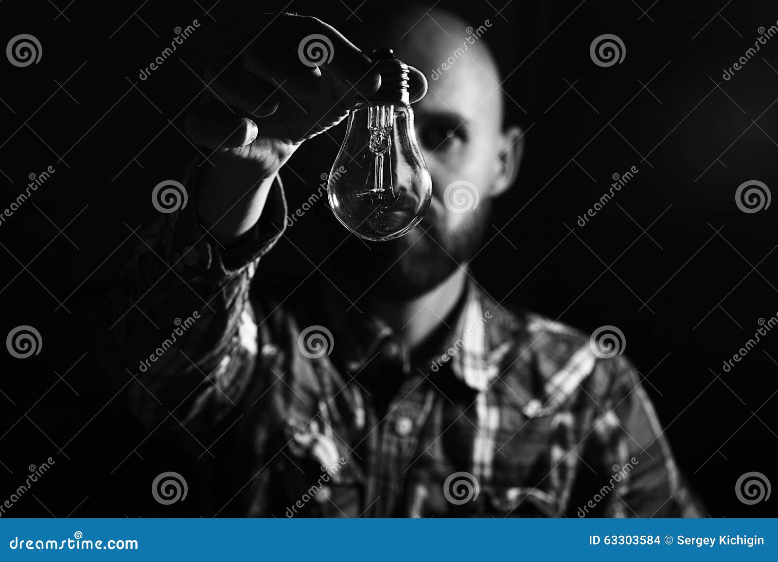 Man Portrait with Light Bulb Stock Photo - Image of light, caucasian ...