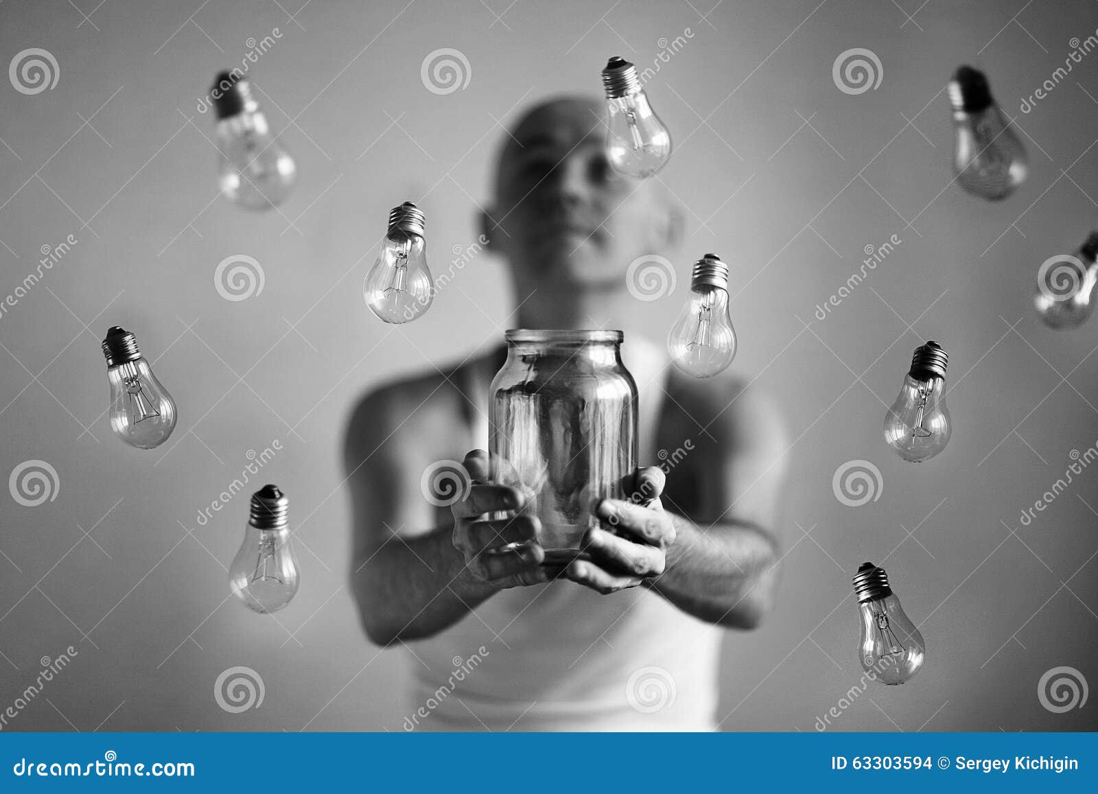 Man Portrait with Light Bulb Stock Photo - Image of conceptual ...