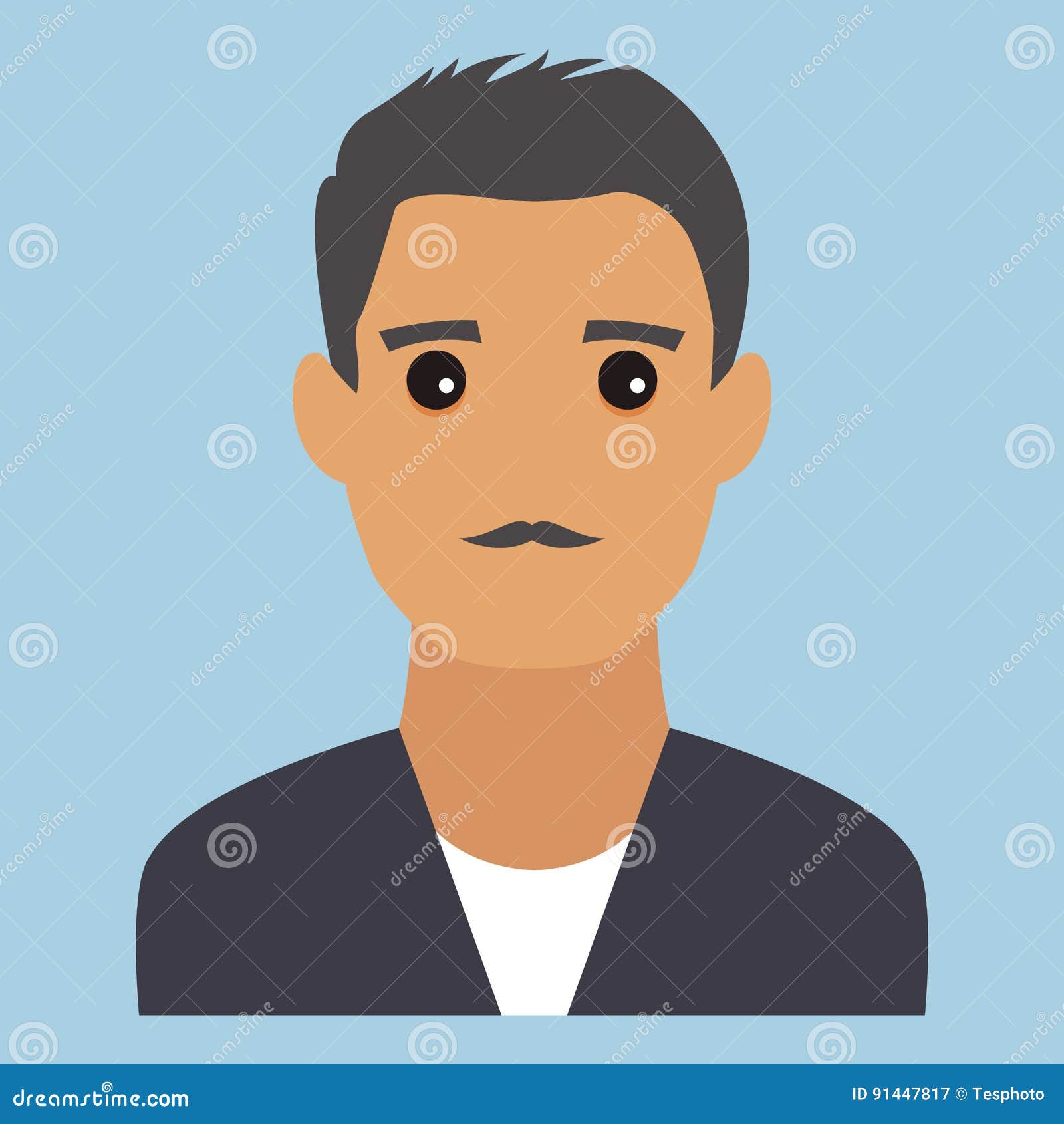 Man Portrait. Modern Avatar. Flat Design Vector Illustration. Stock ...