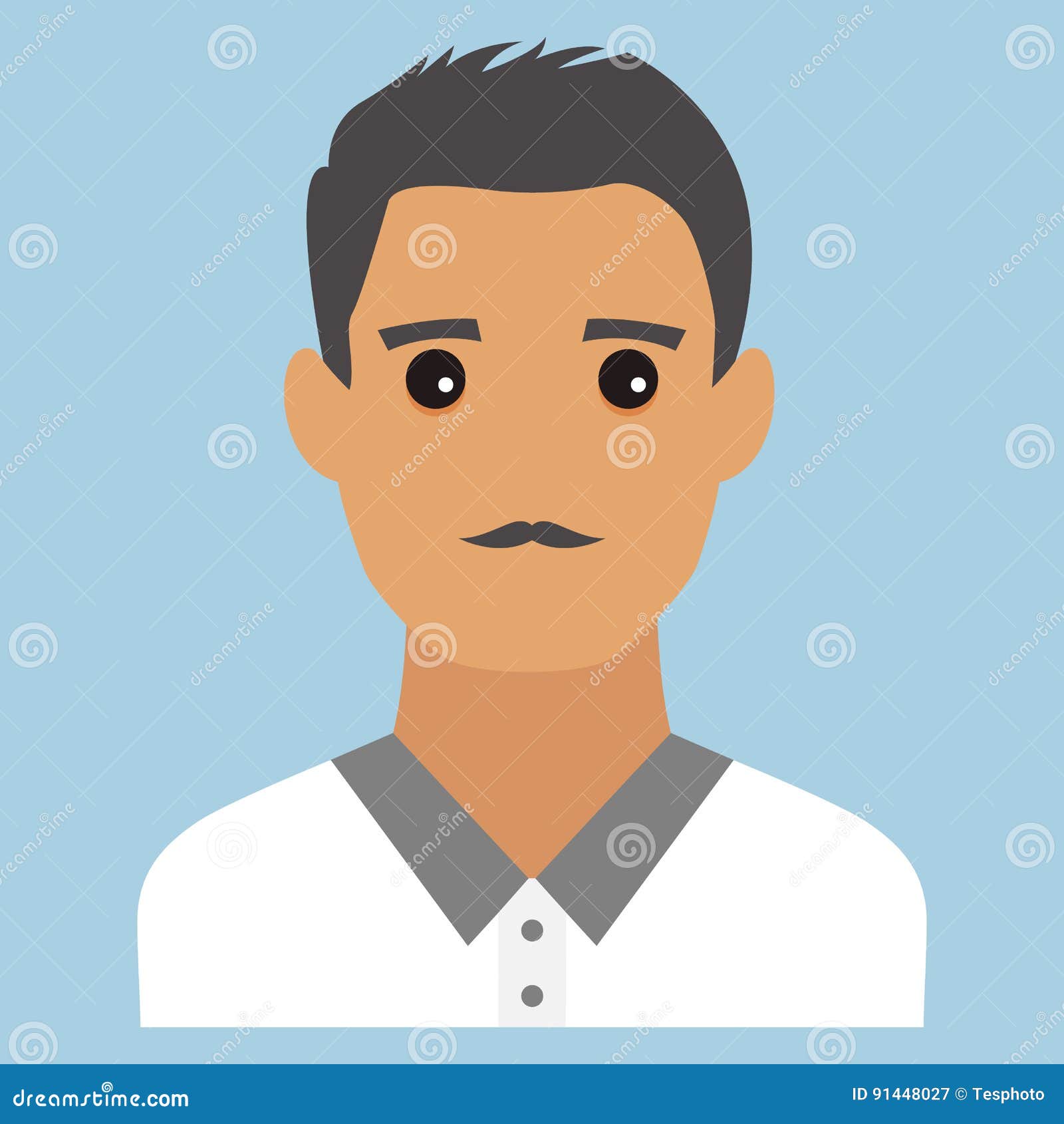 Man Portrait. Modern Avatar. Flat Design Vector Illustration. Stock ...