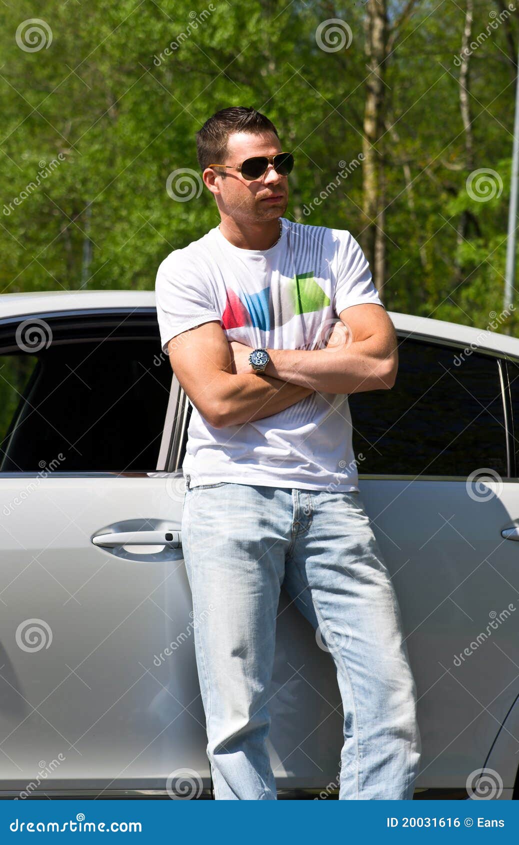 Man portrait near car stock photo. Image of auto, jeans - 20031616