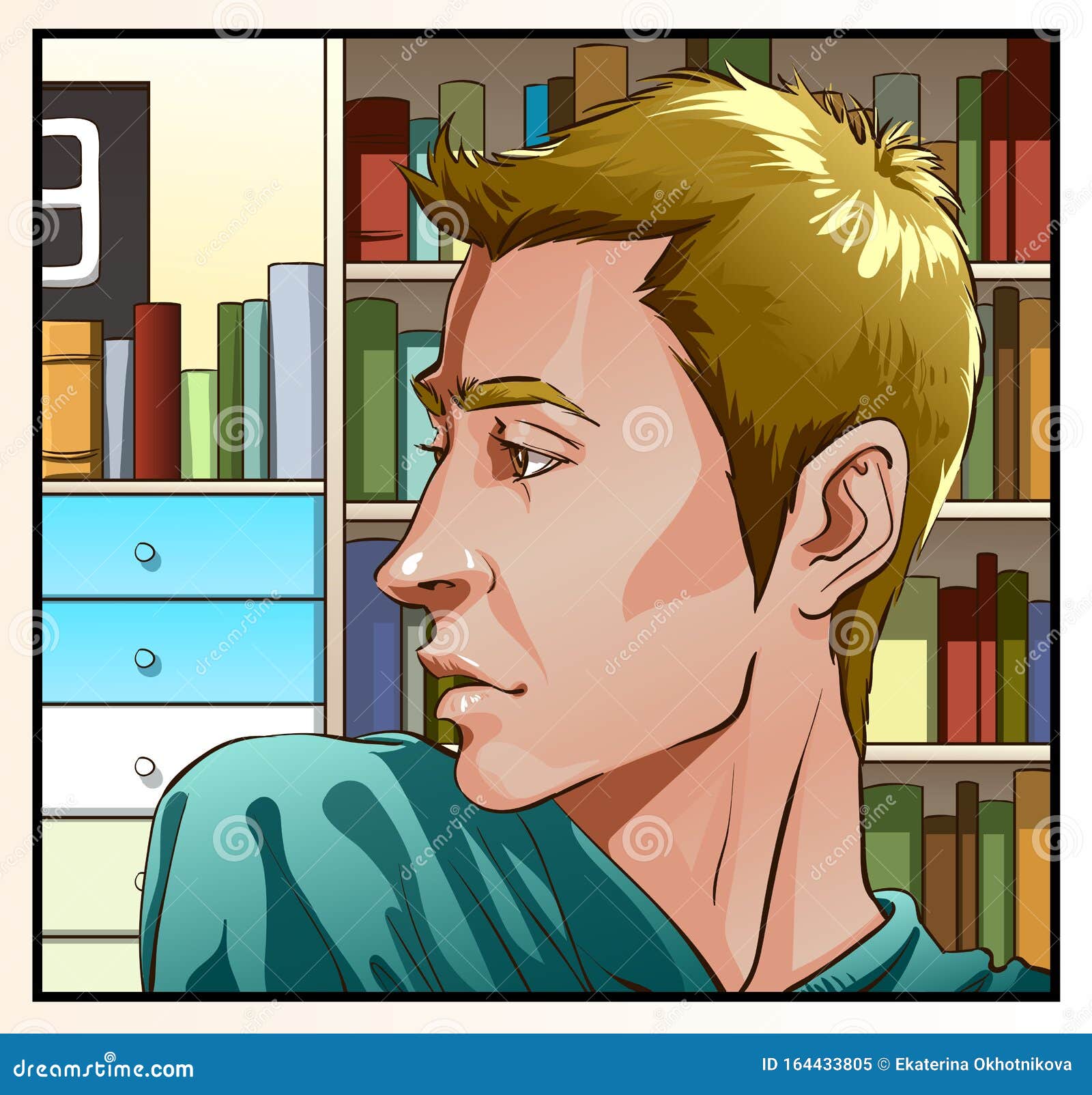 Man portrait.Profile View. stock vector. Illustration of envy - 164433805