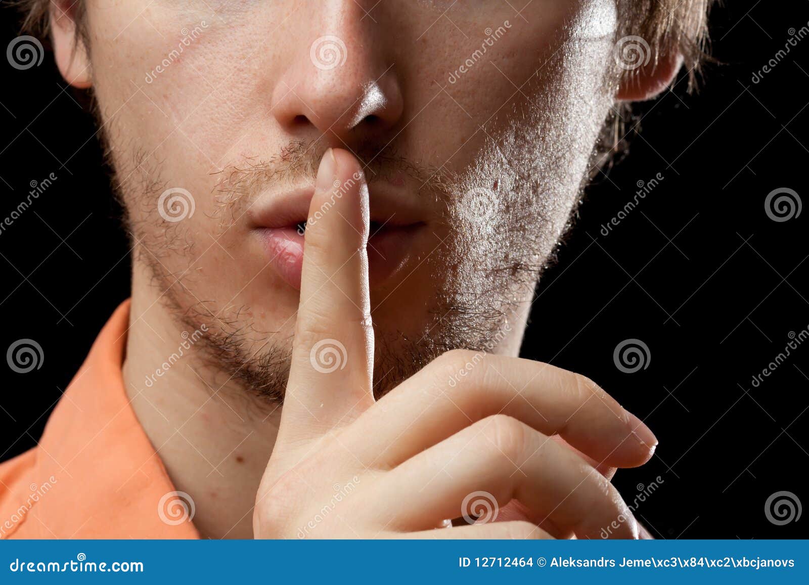 Man Portrait Saying Silence Stock Photo - Image of color, isolated ...