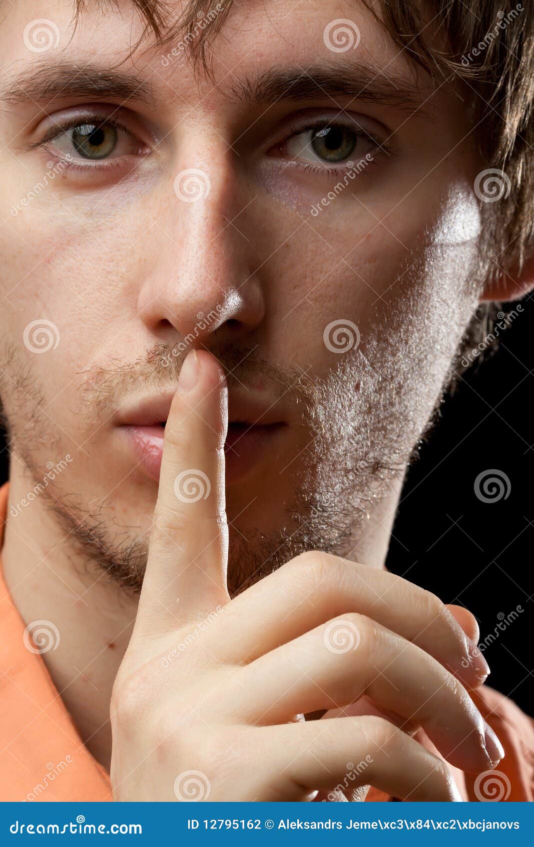 Man Portrait Saying Silence Stock Photo - Image of lips, confidential ...