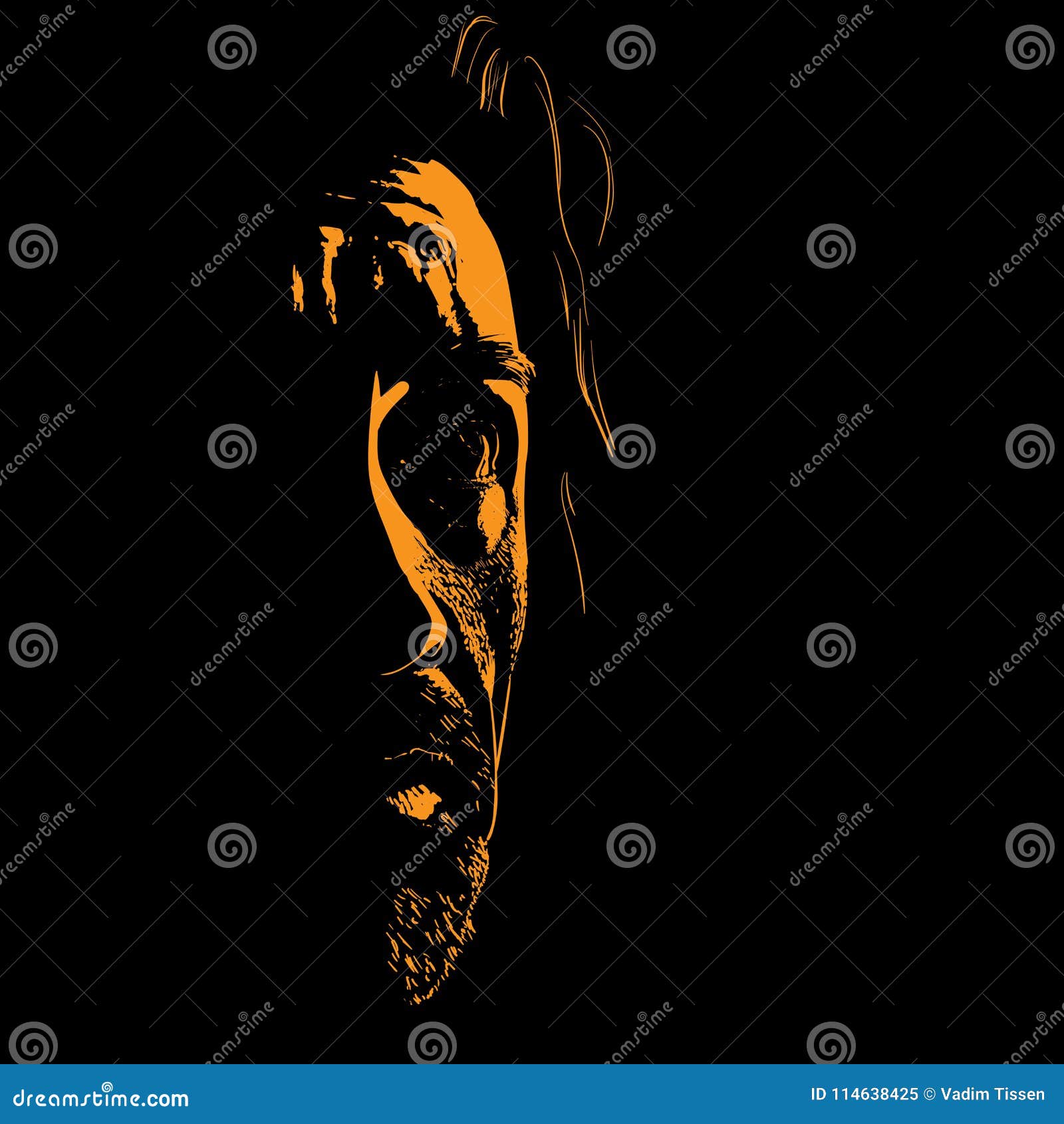 Man Portrait Silhouette in Backlight. Illustration. Stock Vector ...