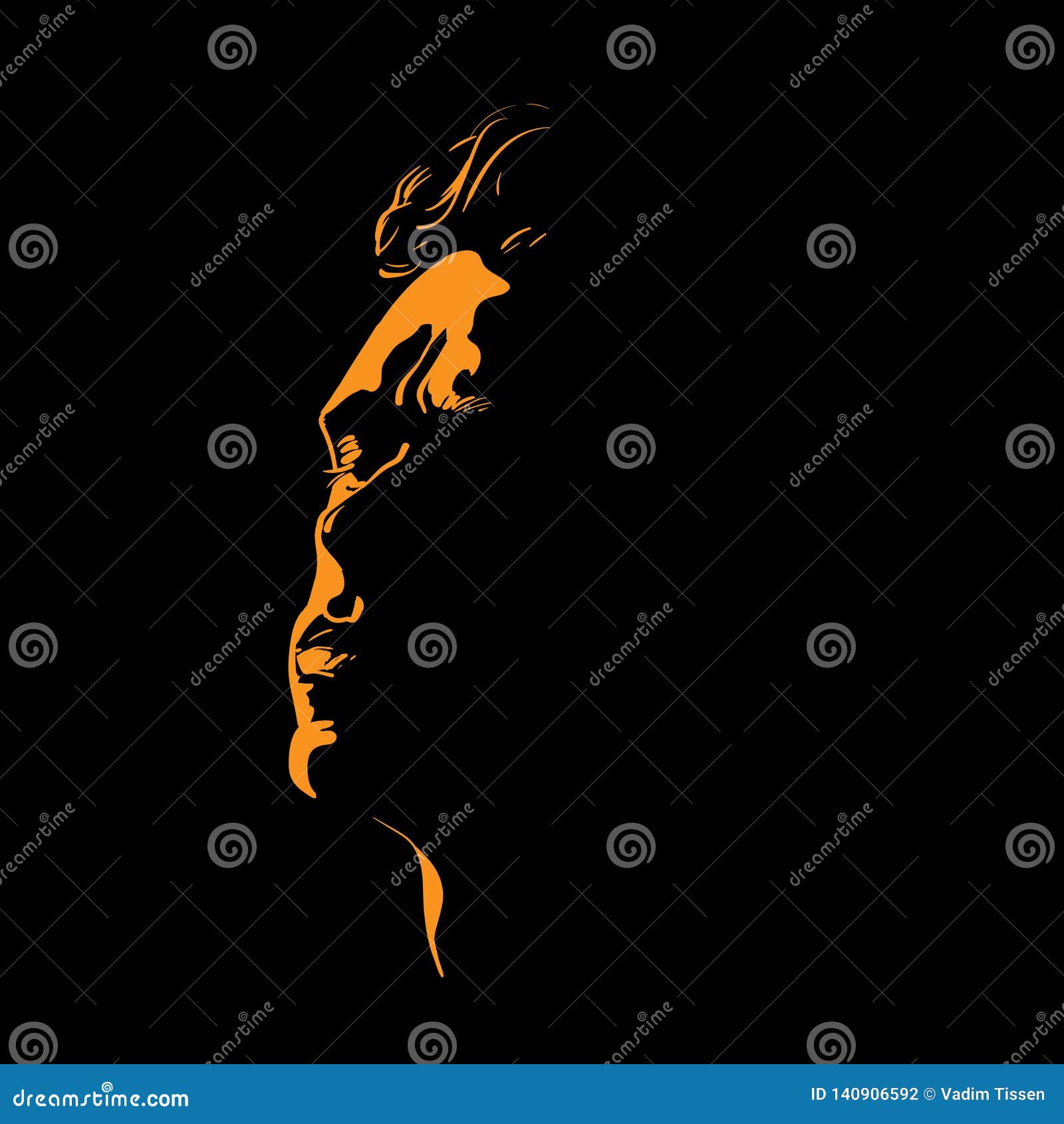 Man Portrait Silhouette in Backlight. Vector. Graphic. Stock Vector ...