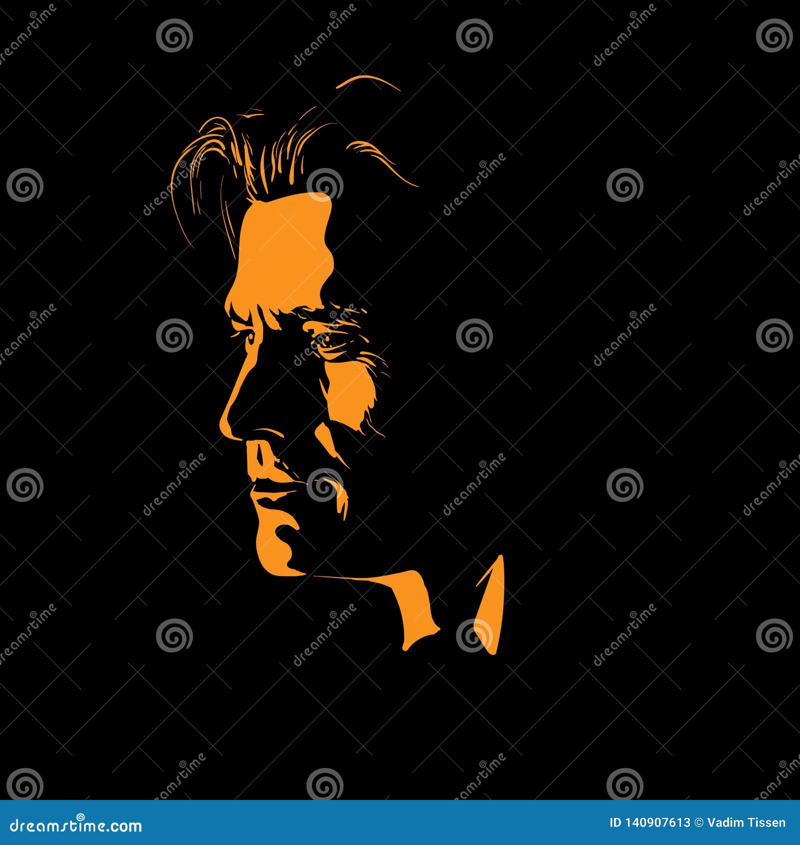 Man Portrait Silhouette in Backlight. Vector. Graphic. Stock Vector ...