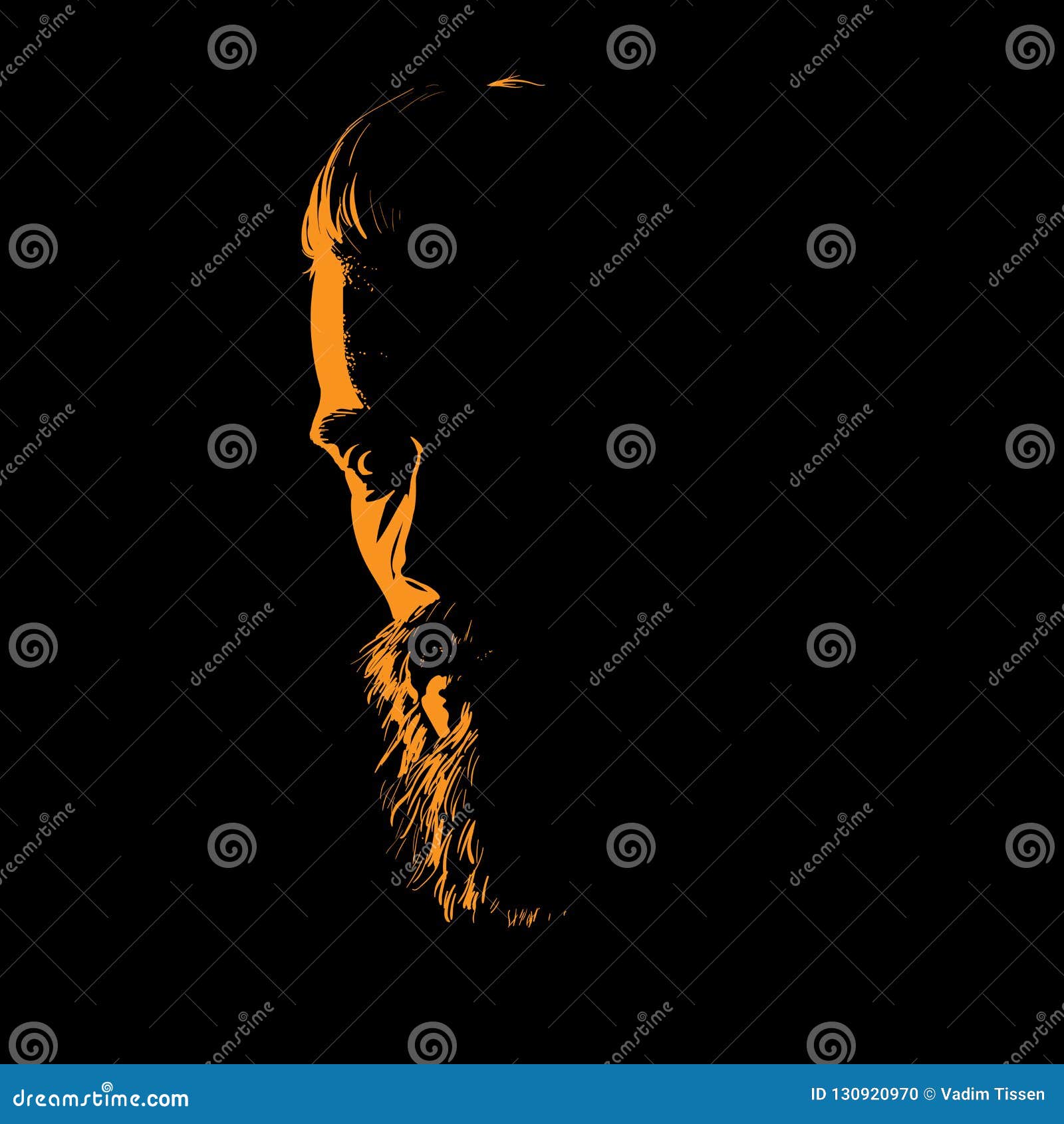 Man Portrait Silhouette in Backlight. Vector. Illustration. Stock ...
