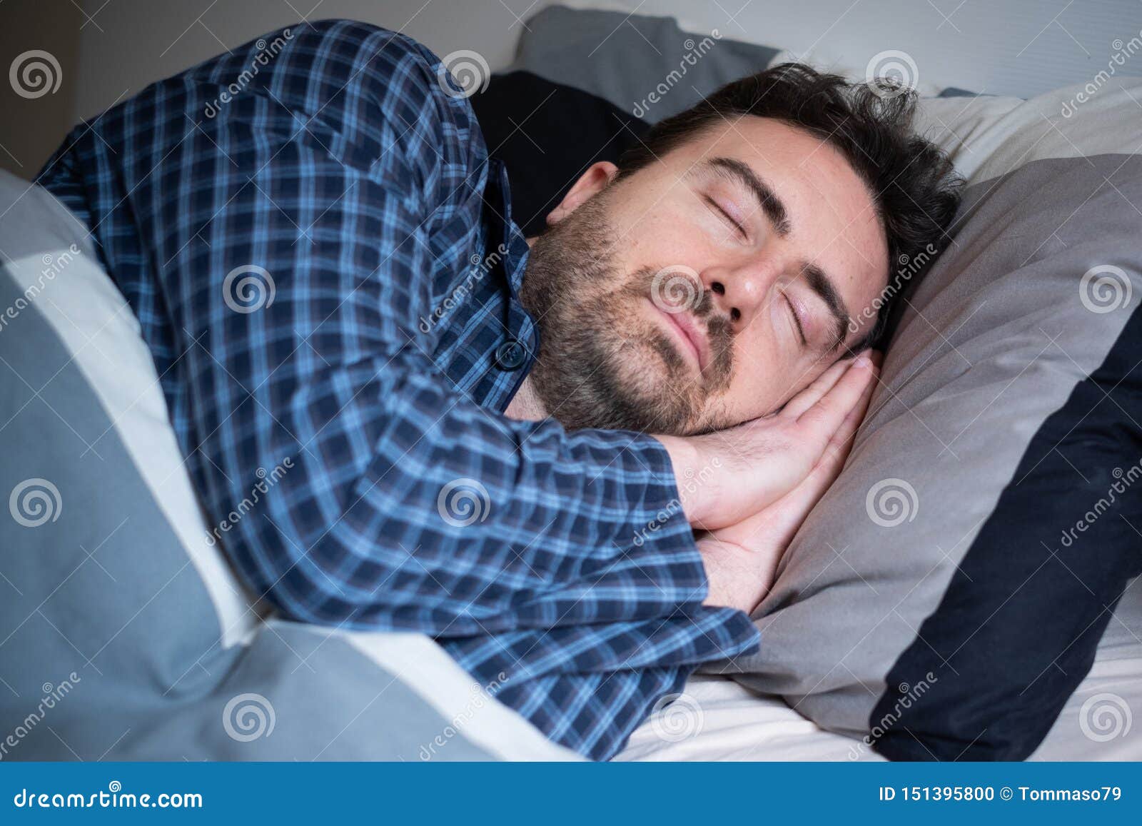 Man Portrait Sleep Comfortable and Feeling Good Stock Photo - Image of ...