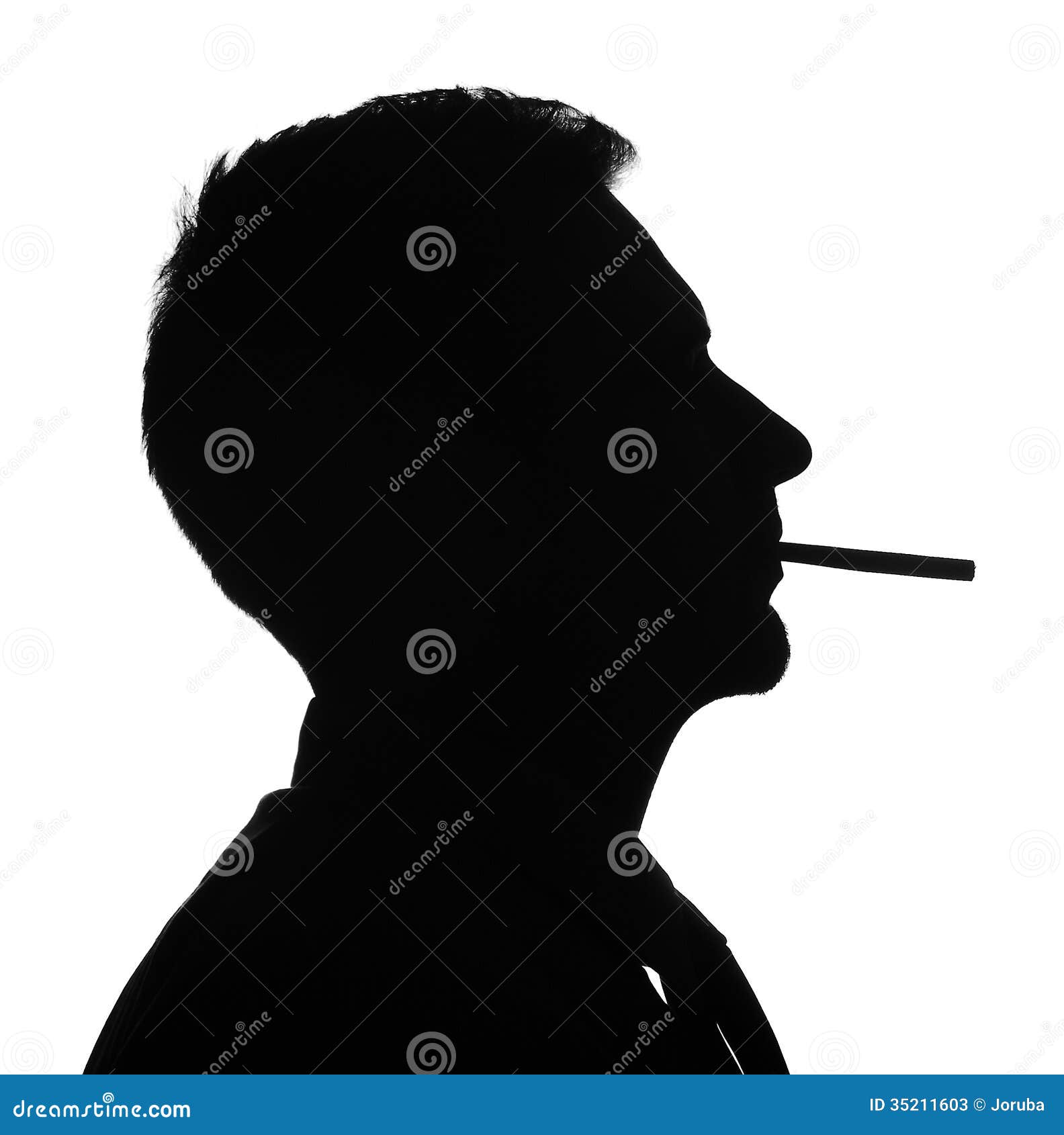 Man Portrait Smoking Cigarette Silhouette Stock Image - Image of danger ...