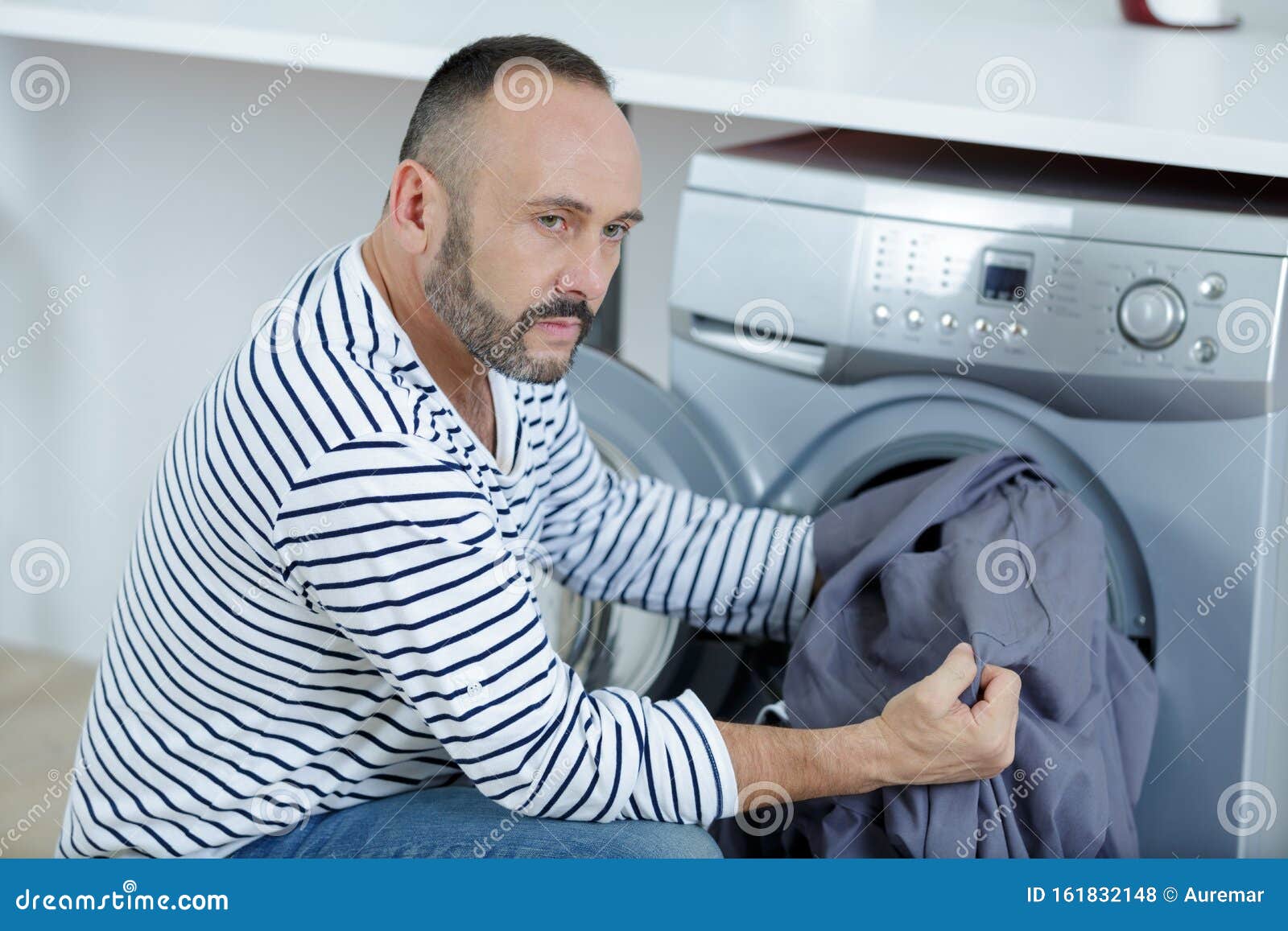 Man Portrait Thinking about Washing Machine Stock Photo - Image of ...