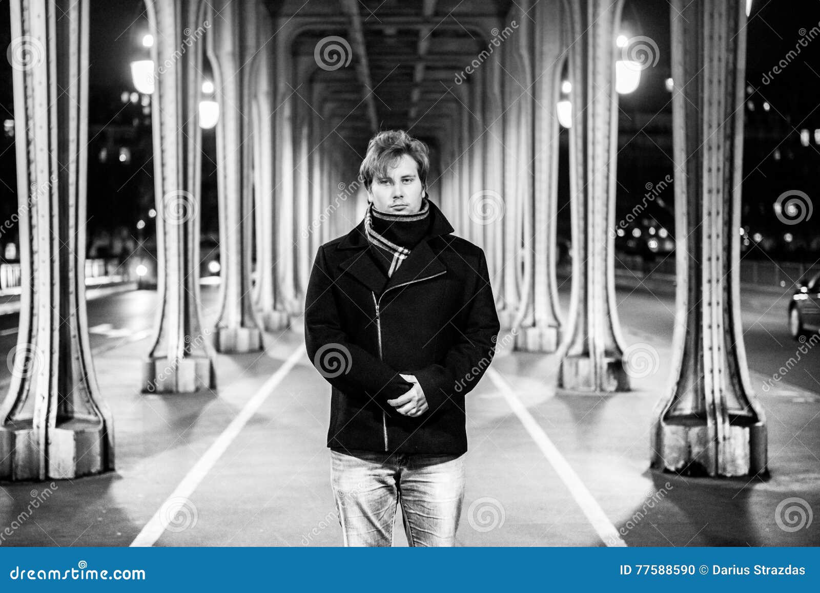 Man Portrait Under Bridge in Paris Stock Photo - Image of black ...