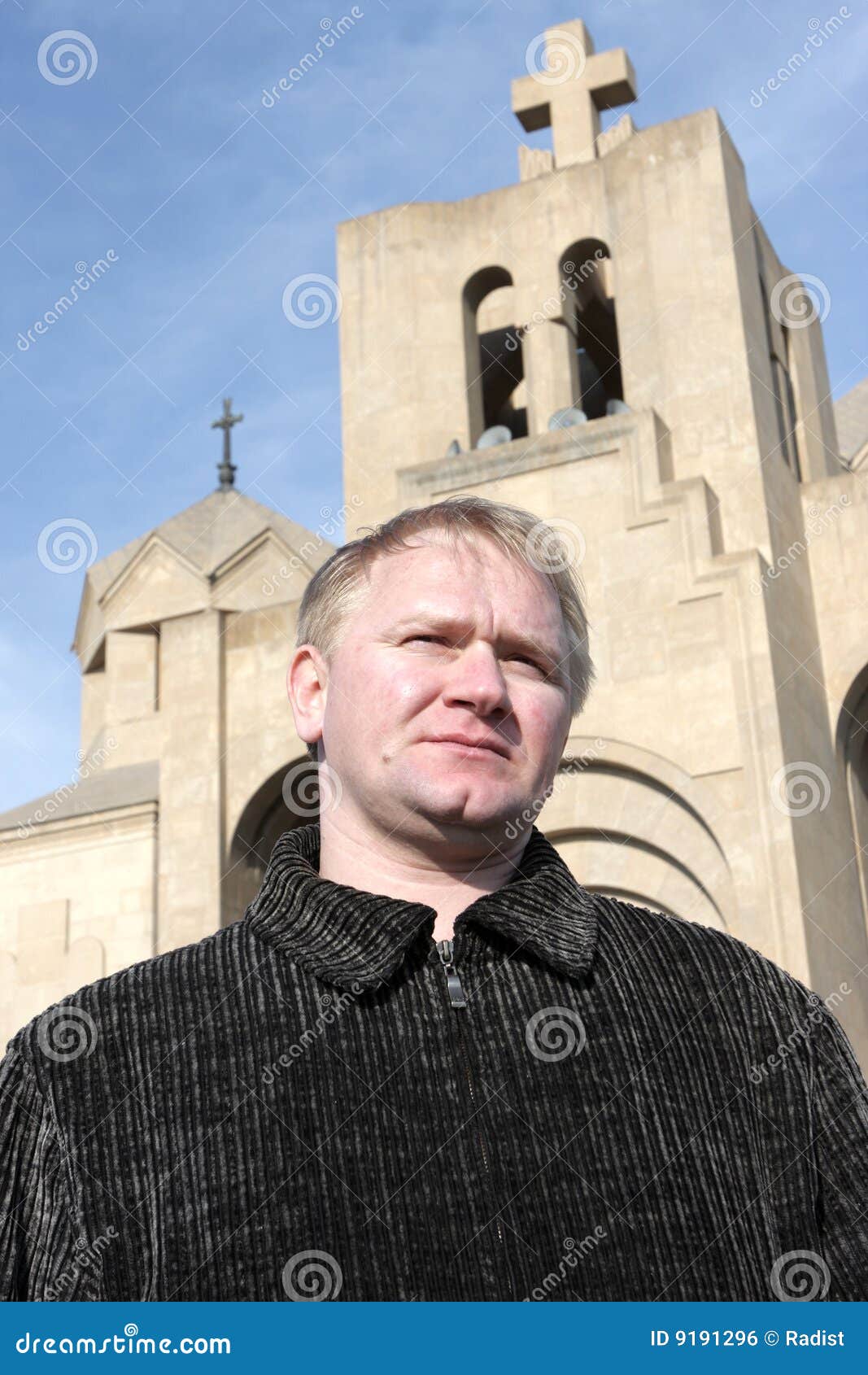 Man Poses on Church Background Stock Photo - Image of armenian ...