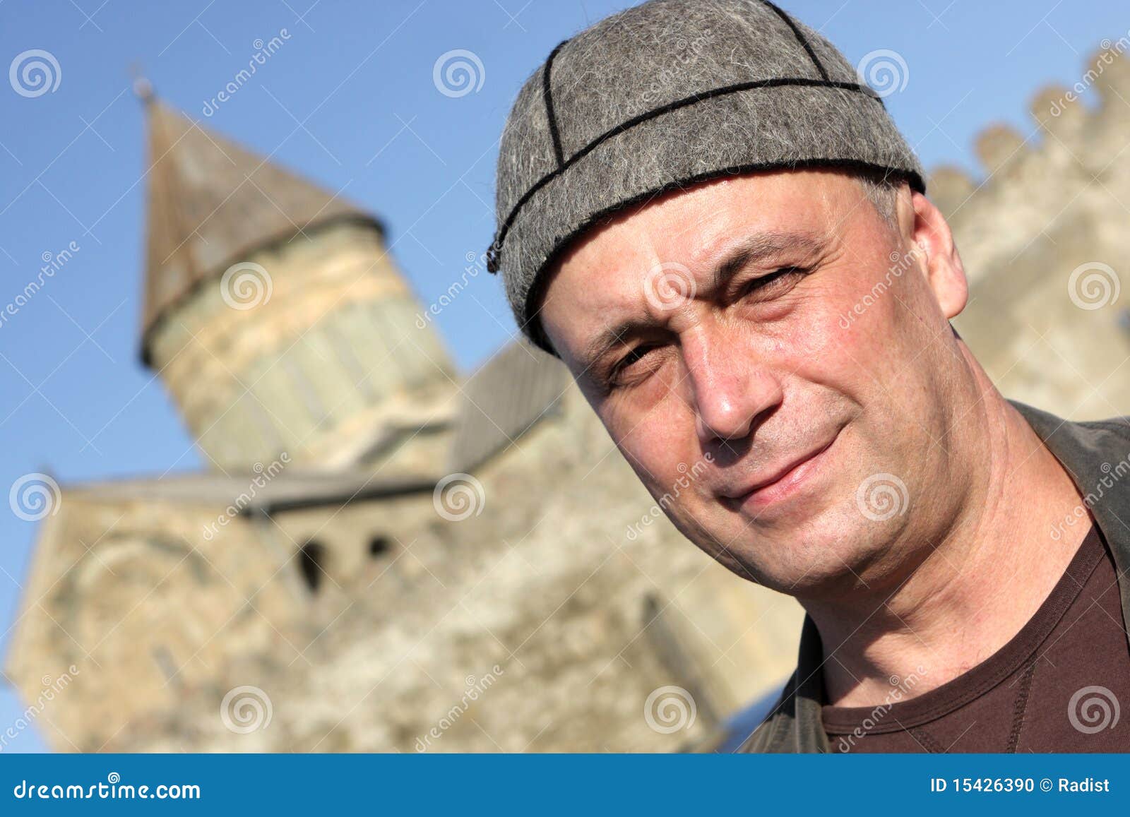 Man Poses in National Georgian Hat Stock Photo - Image of national ...