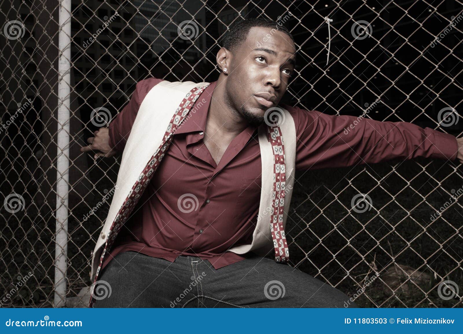 Man Posing on a Chain Link Fence Stock Image - Image of fence, holding ...