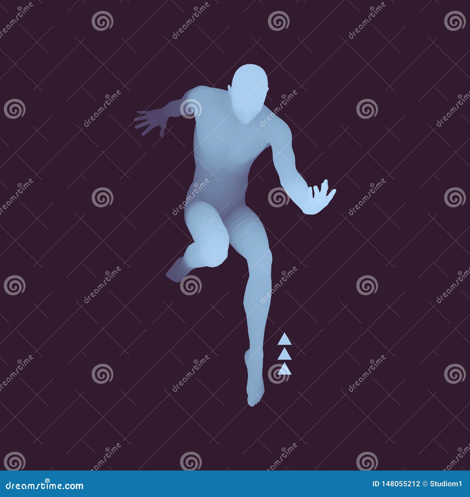 Man Is Posing And Dancing. Silhouette Of A Dancer. 3d Model Of Man ...