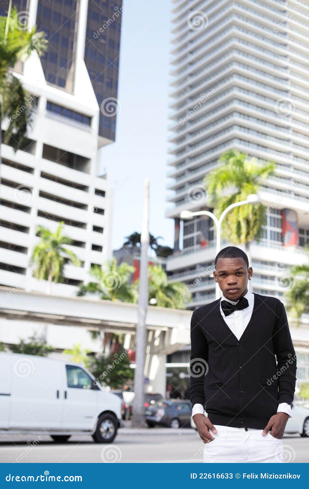 Man Posing at Downtown Miami Stock Image - Image of city, building ...