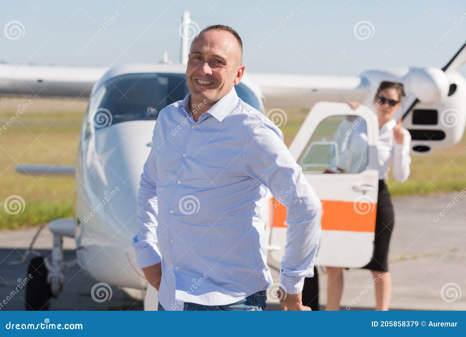 Man Posing in Front Private Jet Stock Image - Image of serious ...