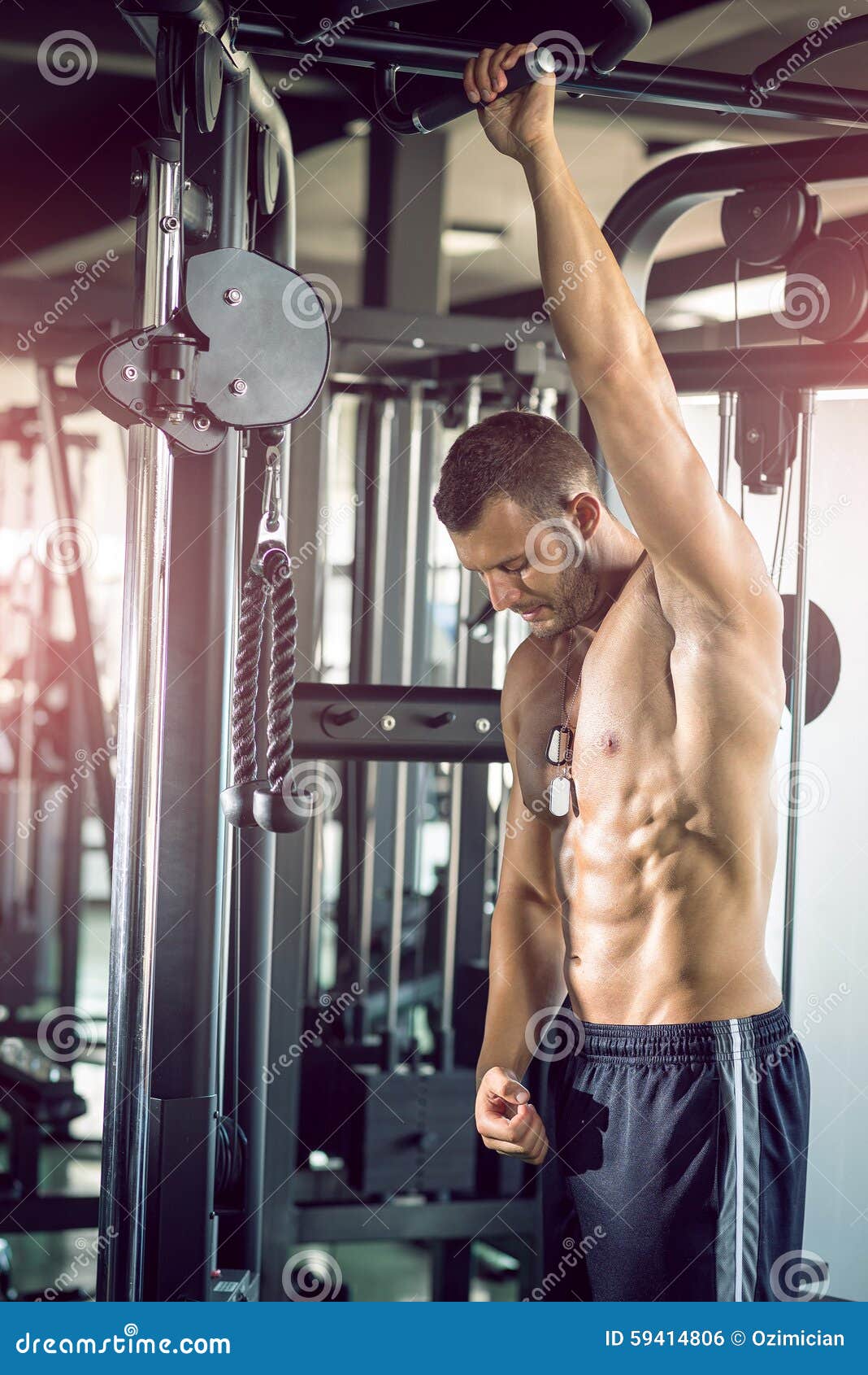 Man posing in gym stock photo. Image of human, muscular - 59414806