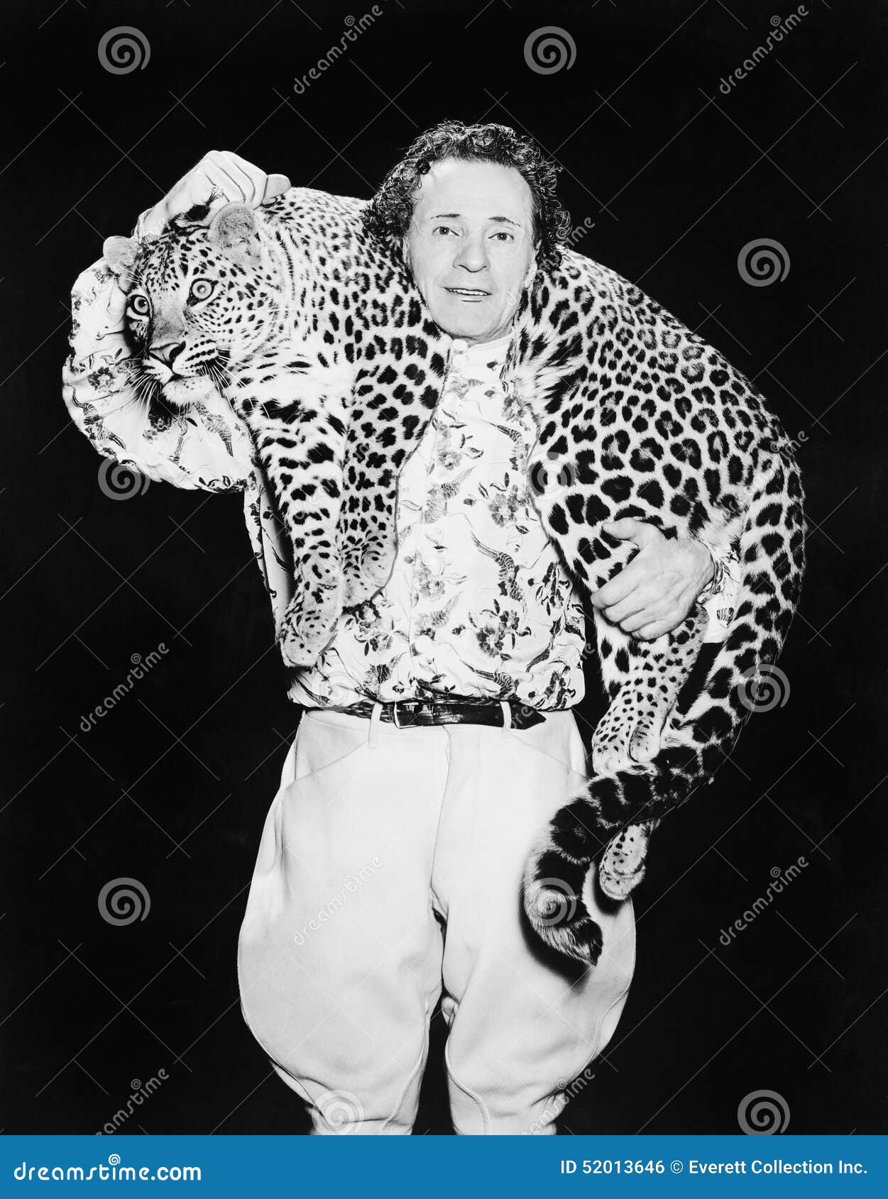 Man Posing with a Leopard Around His Neck Stock Photo - Image of ...