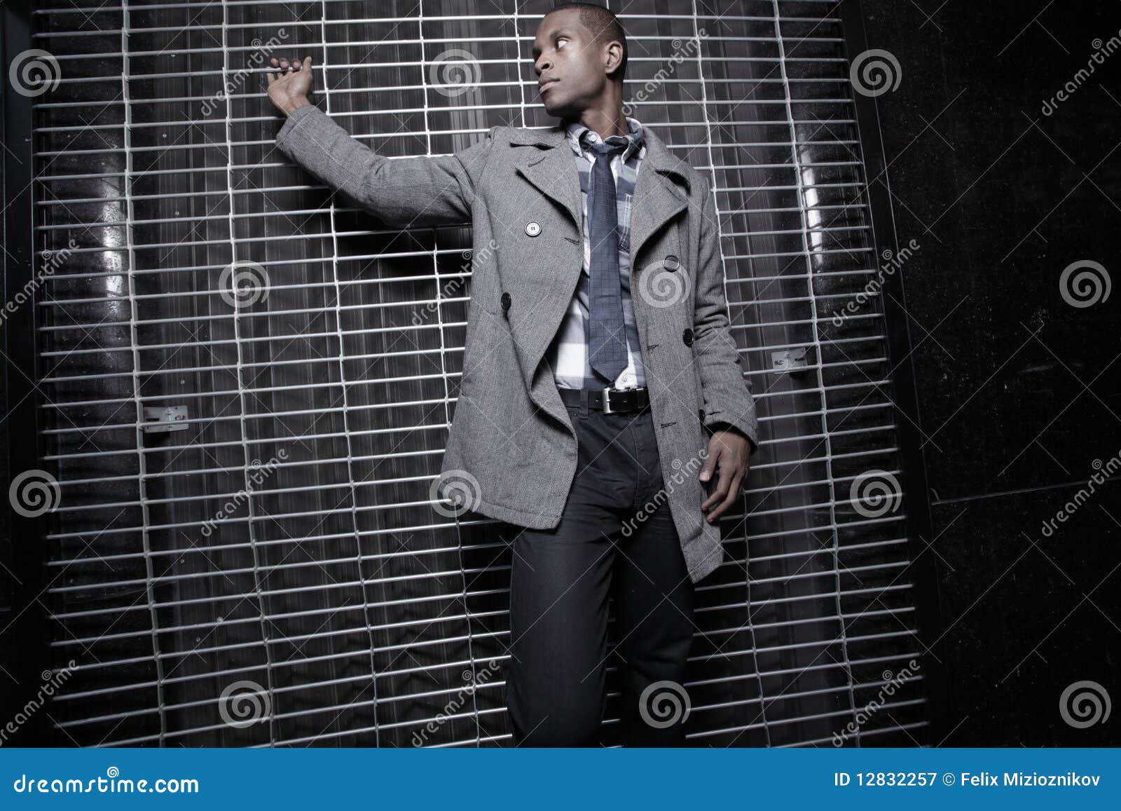 Man Posing on a Security Fence Stock Image - Image of night, trench ...