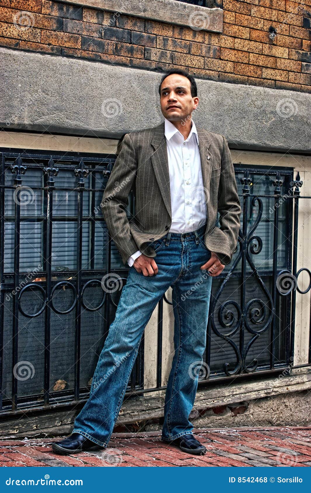 Man posing on sidewalk stock photo. Image of dress, mature - 8542468