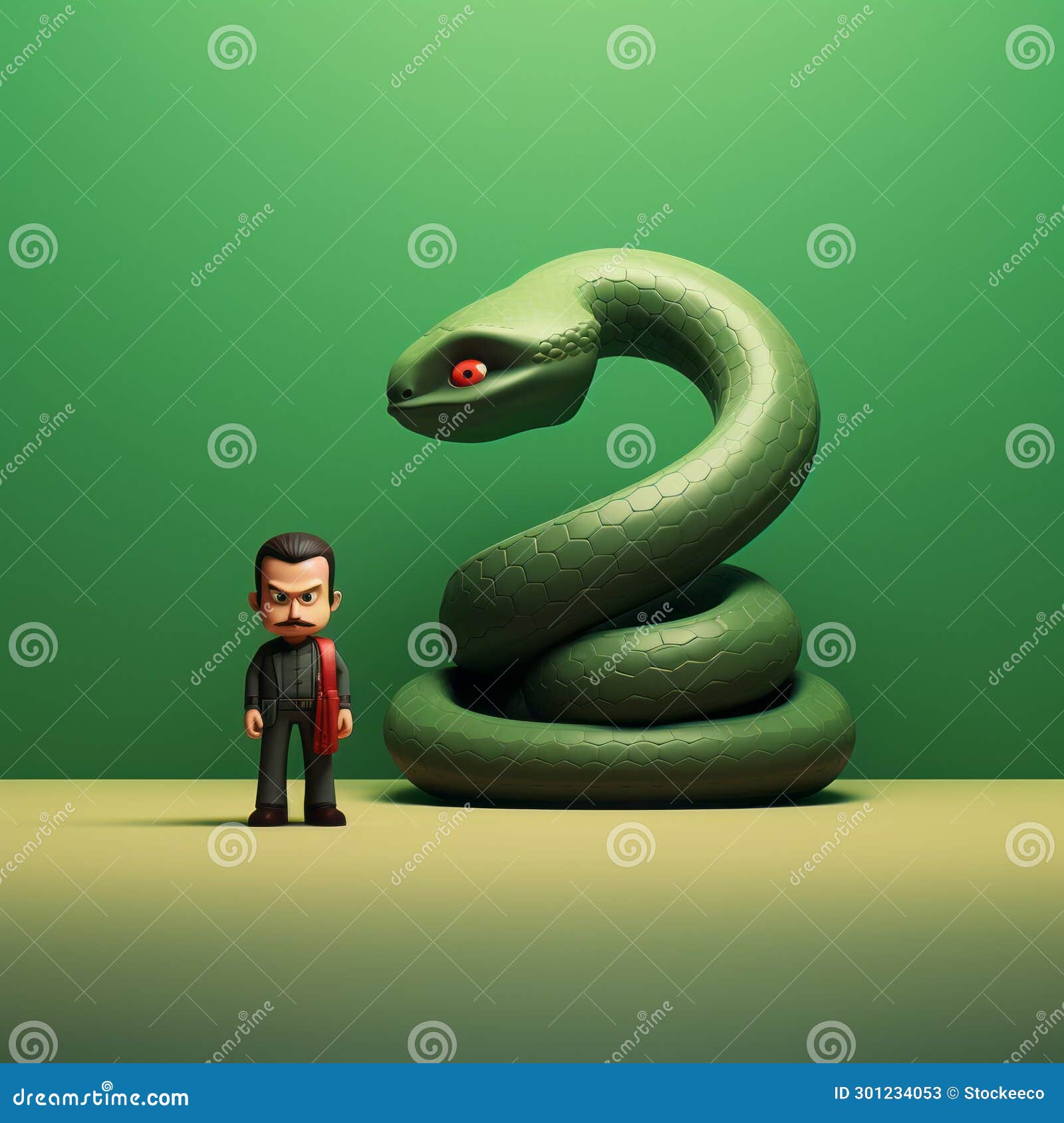 Cartoon Man And Snake: Hyper-realistic Illustration With Stanley ...