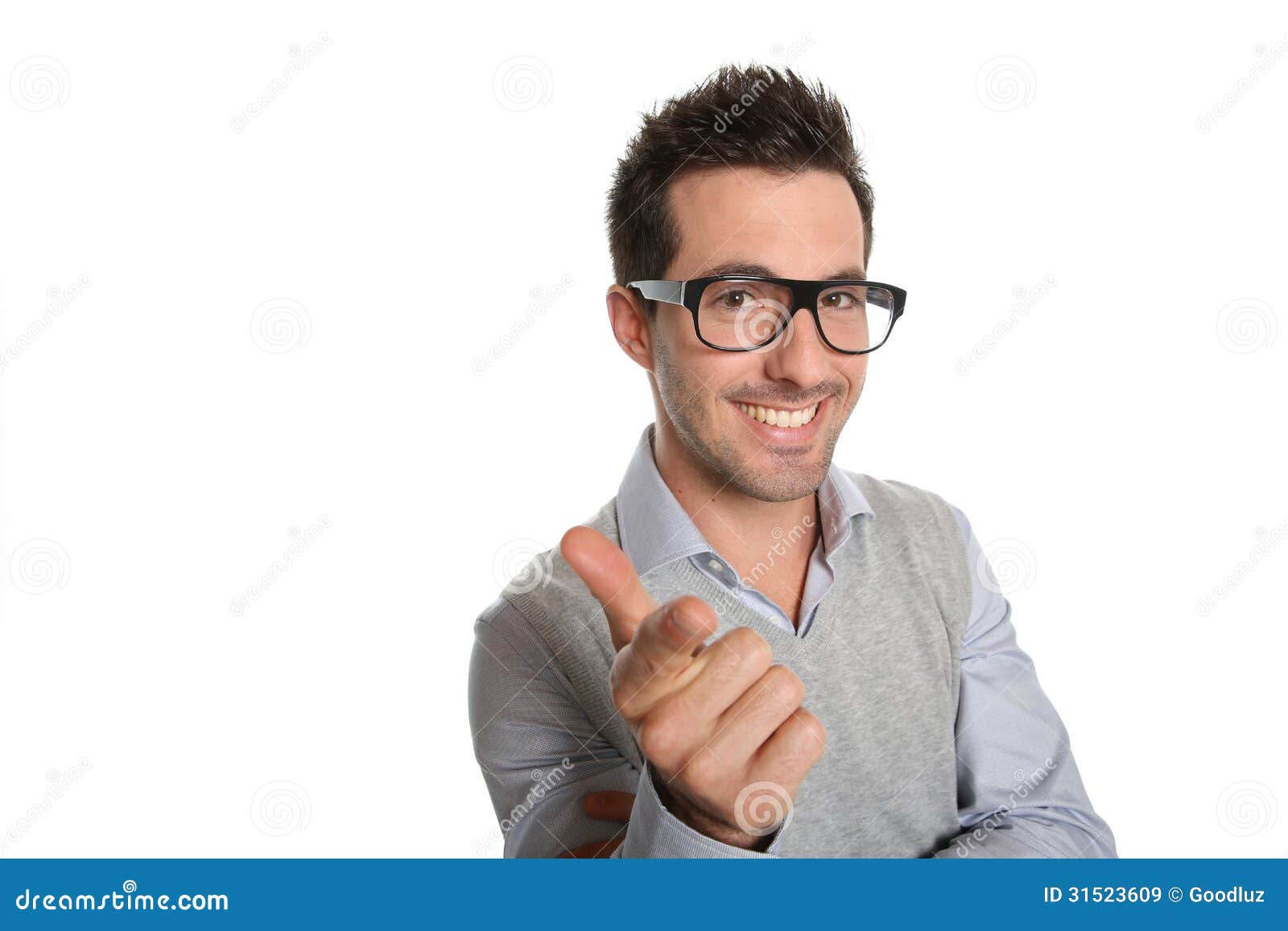 Man with a Positive Attitude Stock Image - Image of pointing, portrait ...
